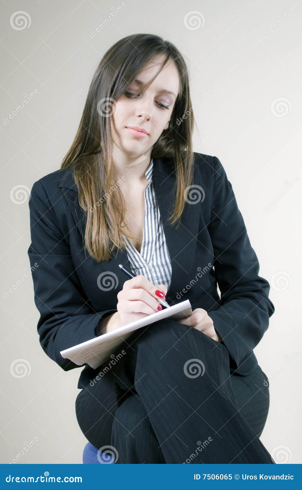 Pretty Young Woman Taking Notes Stock Image - Image of lady, sitting ...