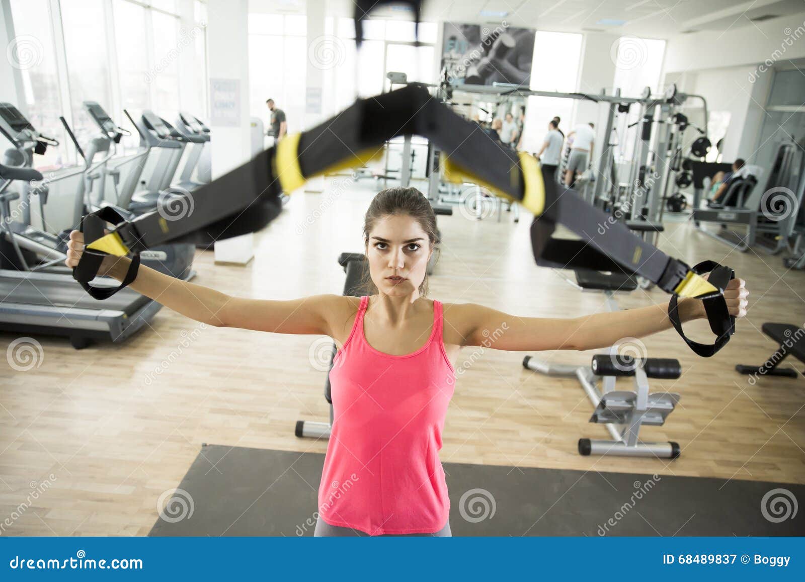 Pretty Young Woman Training in the Gym Stock Image - Image of charming ...