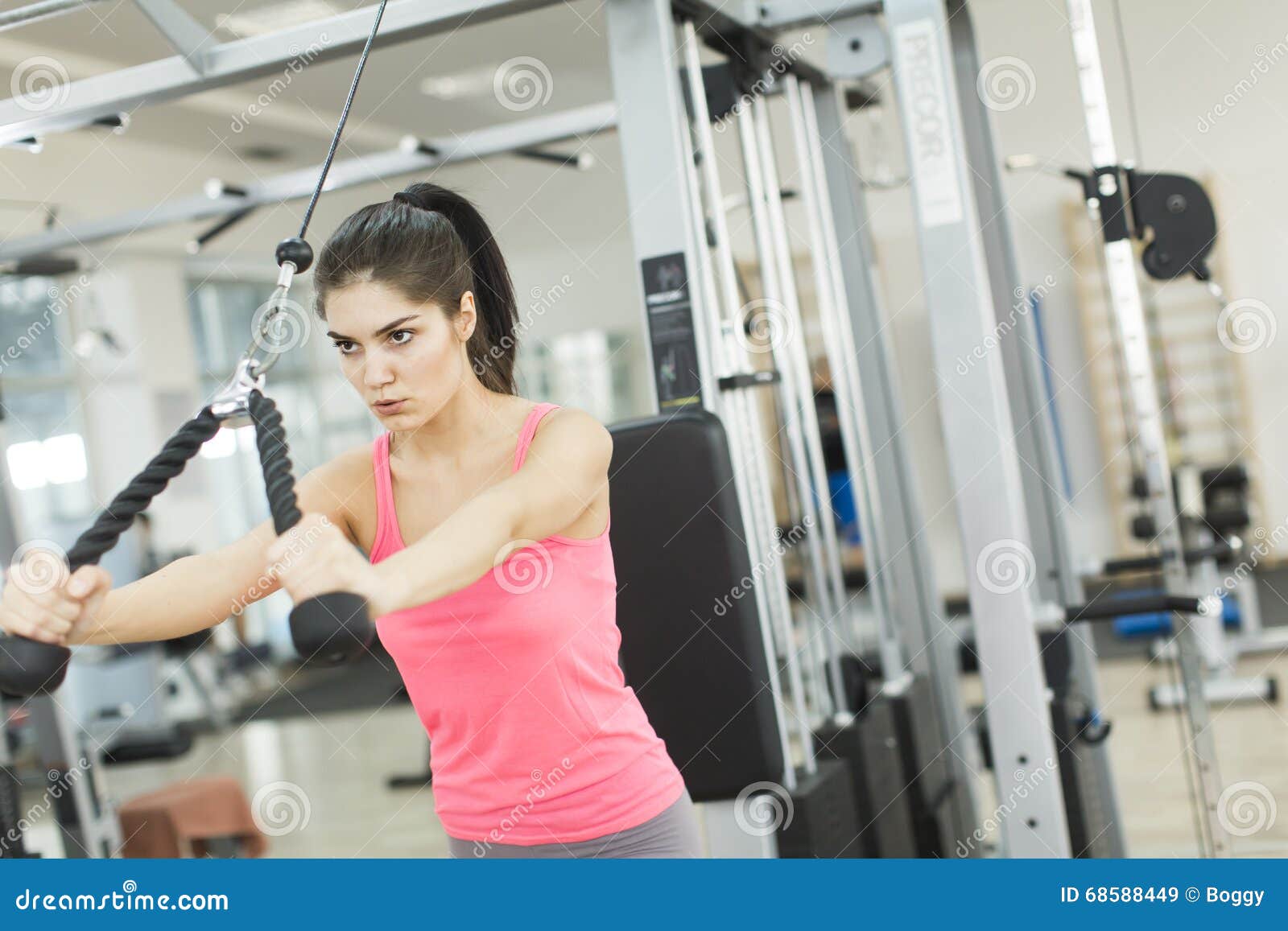 Pretty Young Woman Training in the Gym Stock Image - Image of athlete ...
