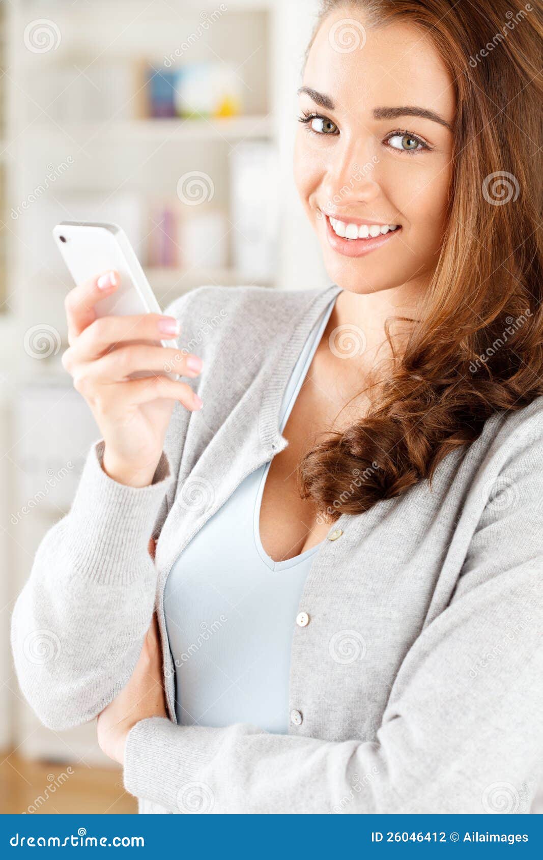 Pretty Young Woman Using Mobile Phone Stock Photo - Image of candid ...
