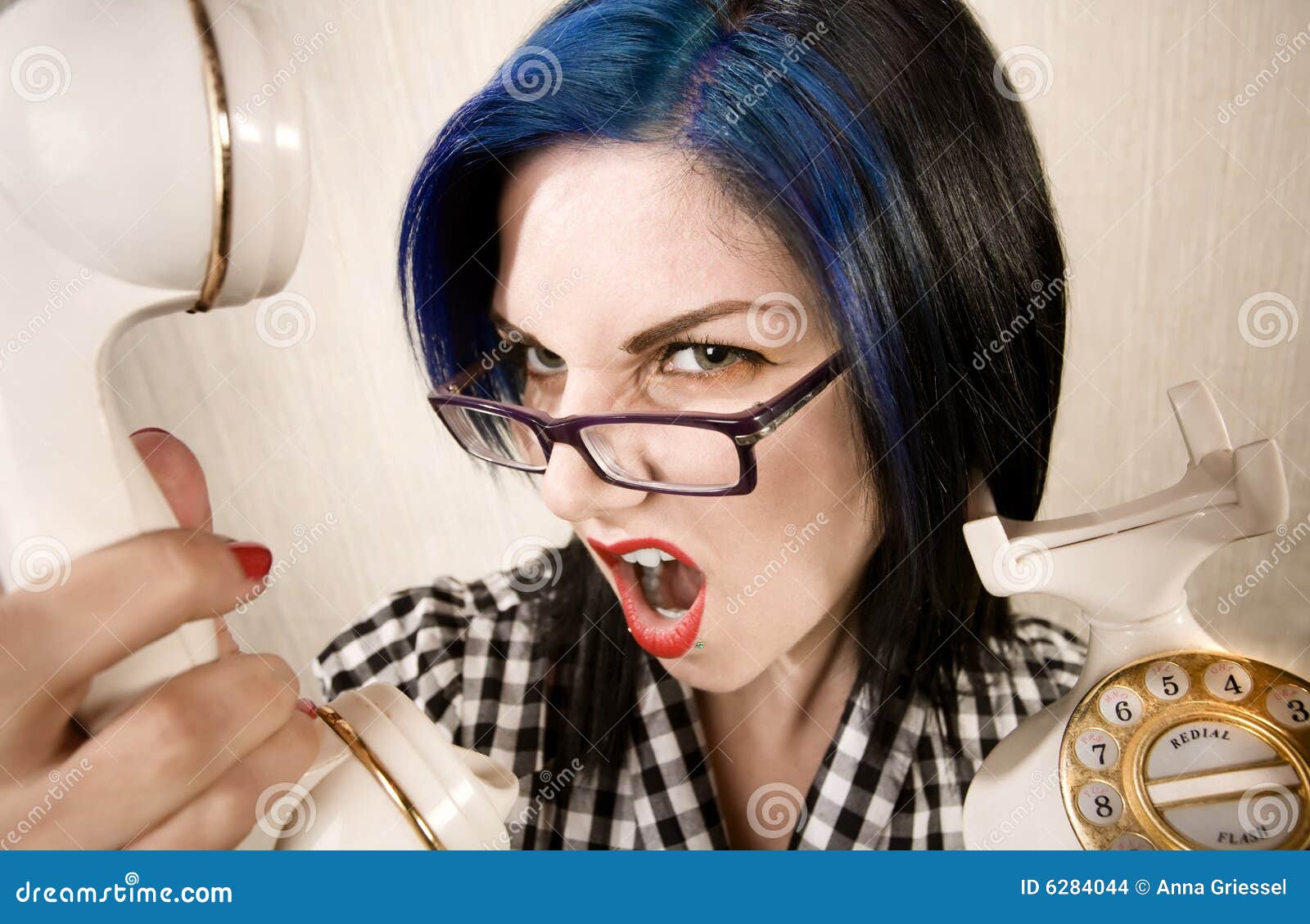 Pretty Young Woman Yelling into a Phone Stock Photo - Image of ...