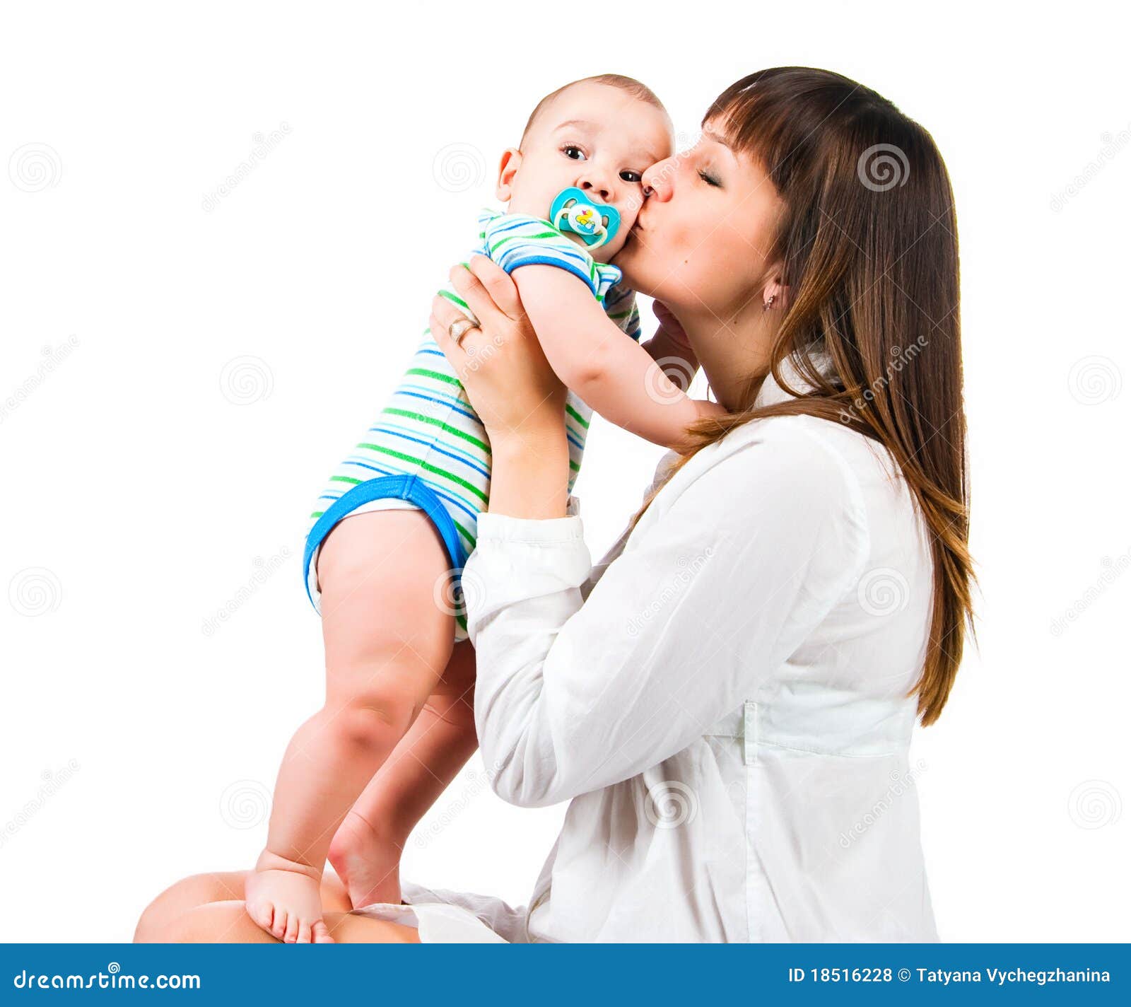 Pretty Young Women with Her Son Stock Photo - Image of blue, cheerful ...