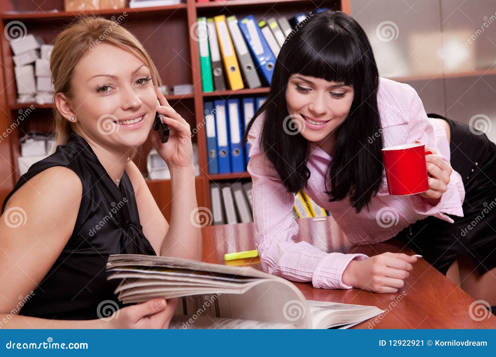 Pretty Young Women at Workplace Stock Image - Image of pretty ...