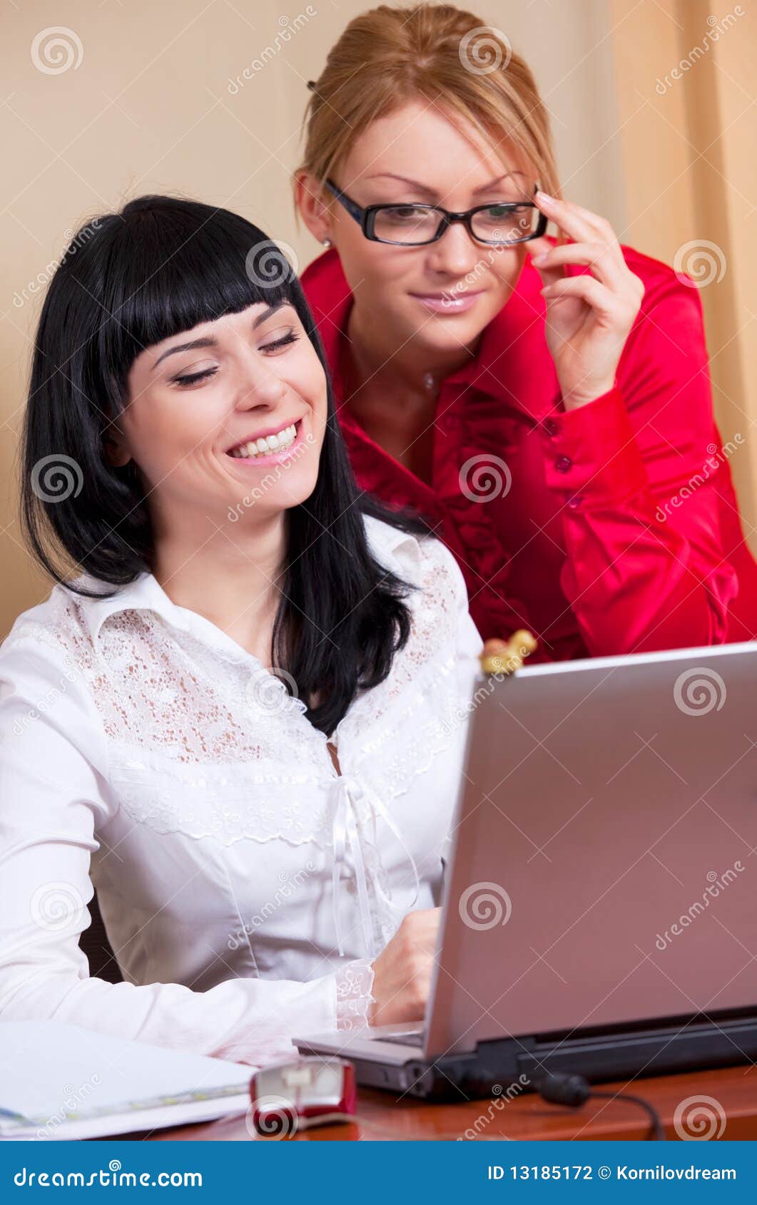 Pretty Young Women at Workplace Stock Photo - Image of girl, success ...