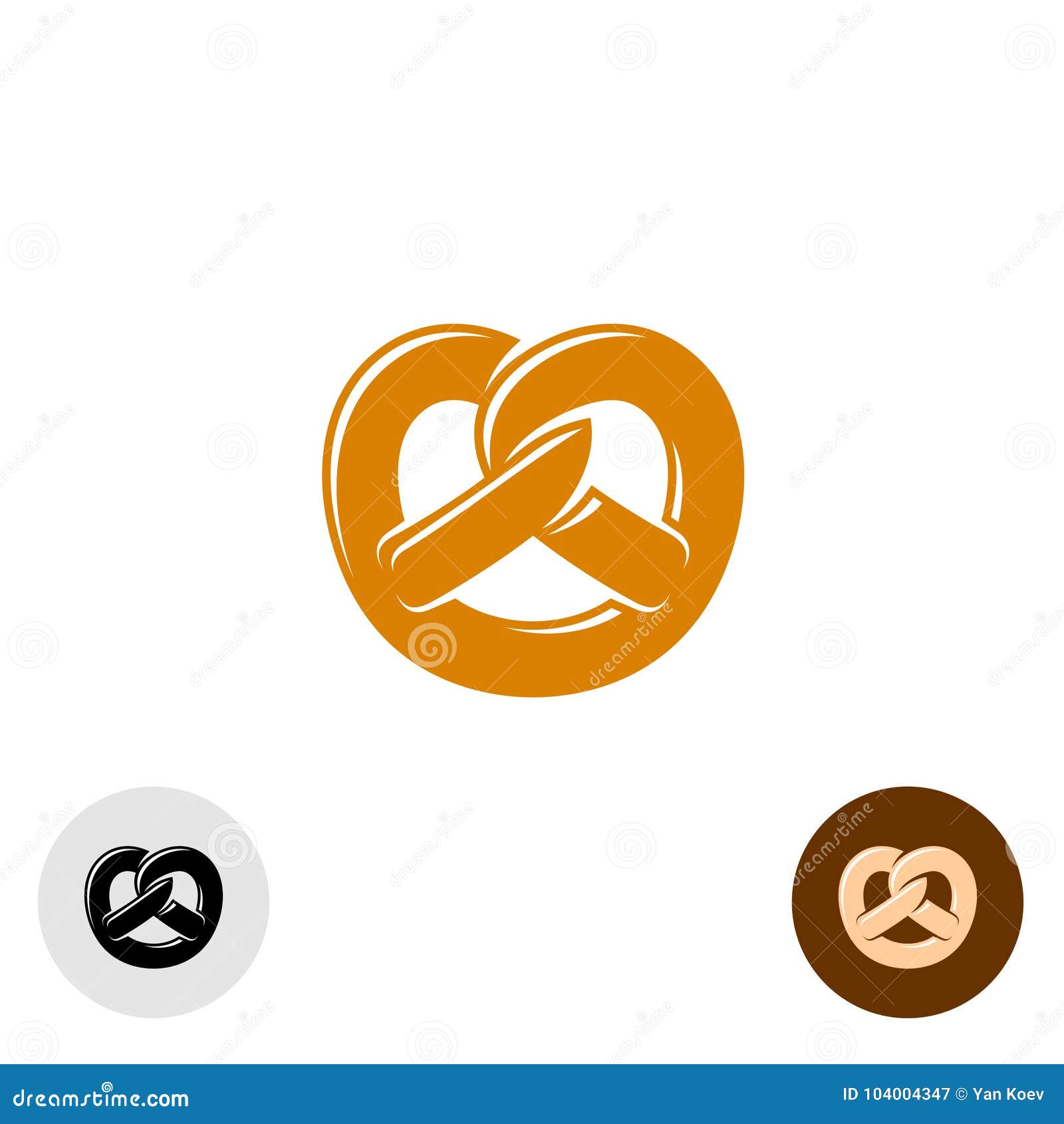 Pretzel Bakery Shop Logo Icon Vector Illustration | CartoonDealer.com ...