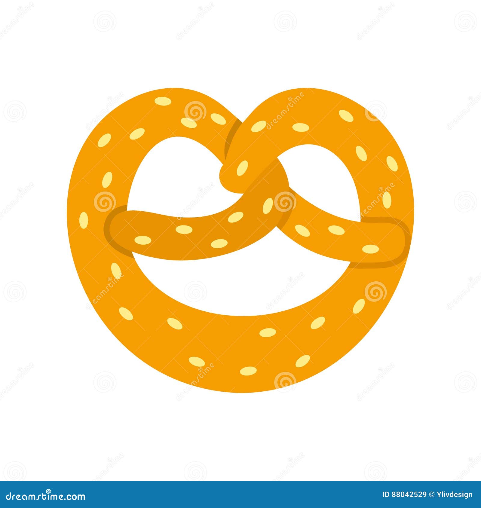 Pretzel icon, flat style stock vector. Illustration of dough - 88042529