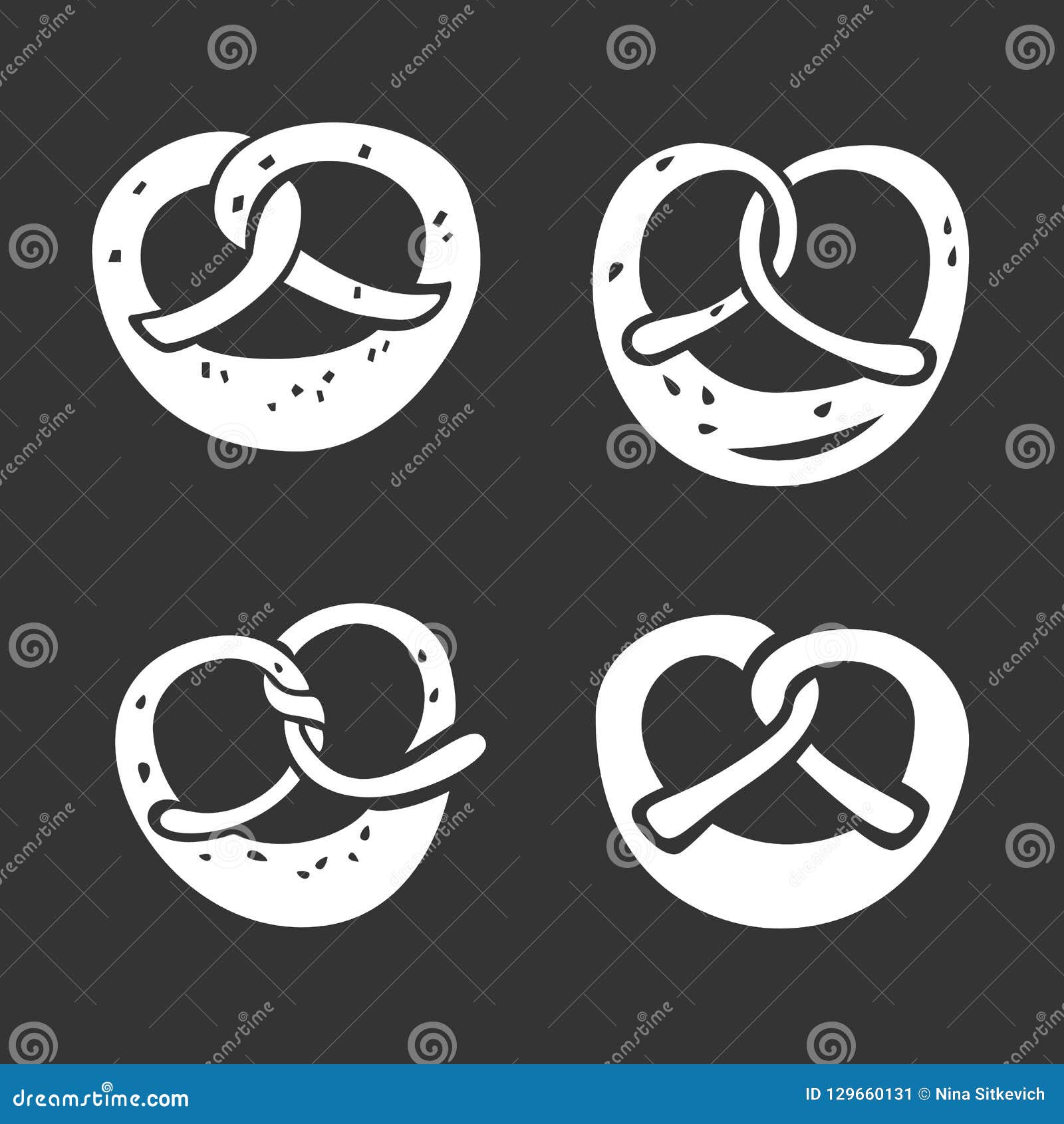 Pretzel Icon Set, Simple Style Stock Vector - Illustration of knot ...