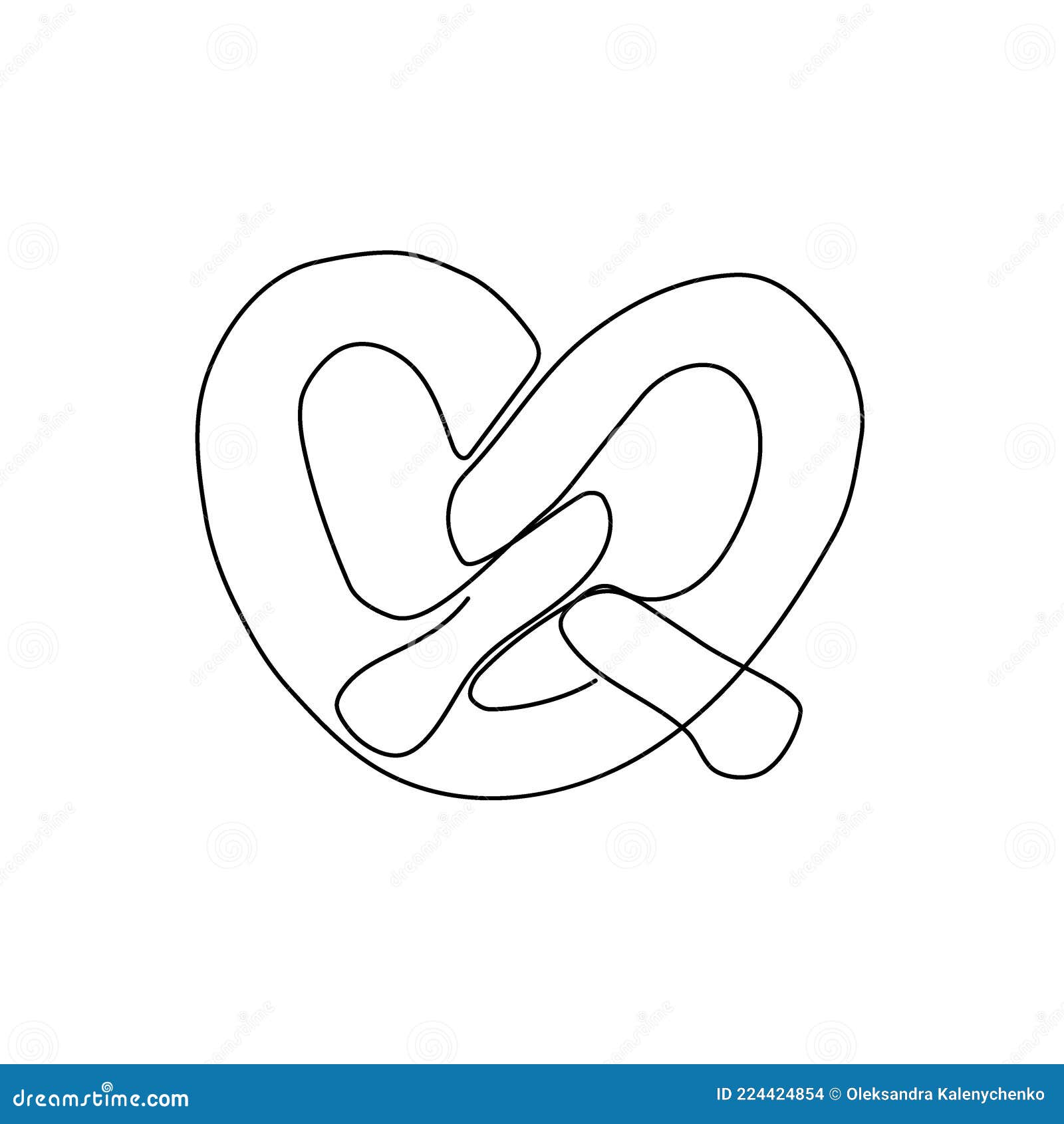 Pretzel One Line Art. Continuous Line Drawing of Butter Roll Stock ...