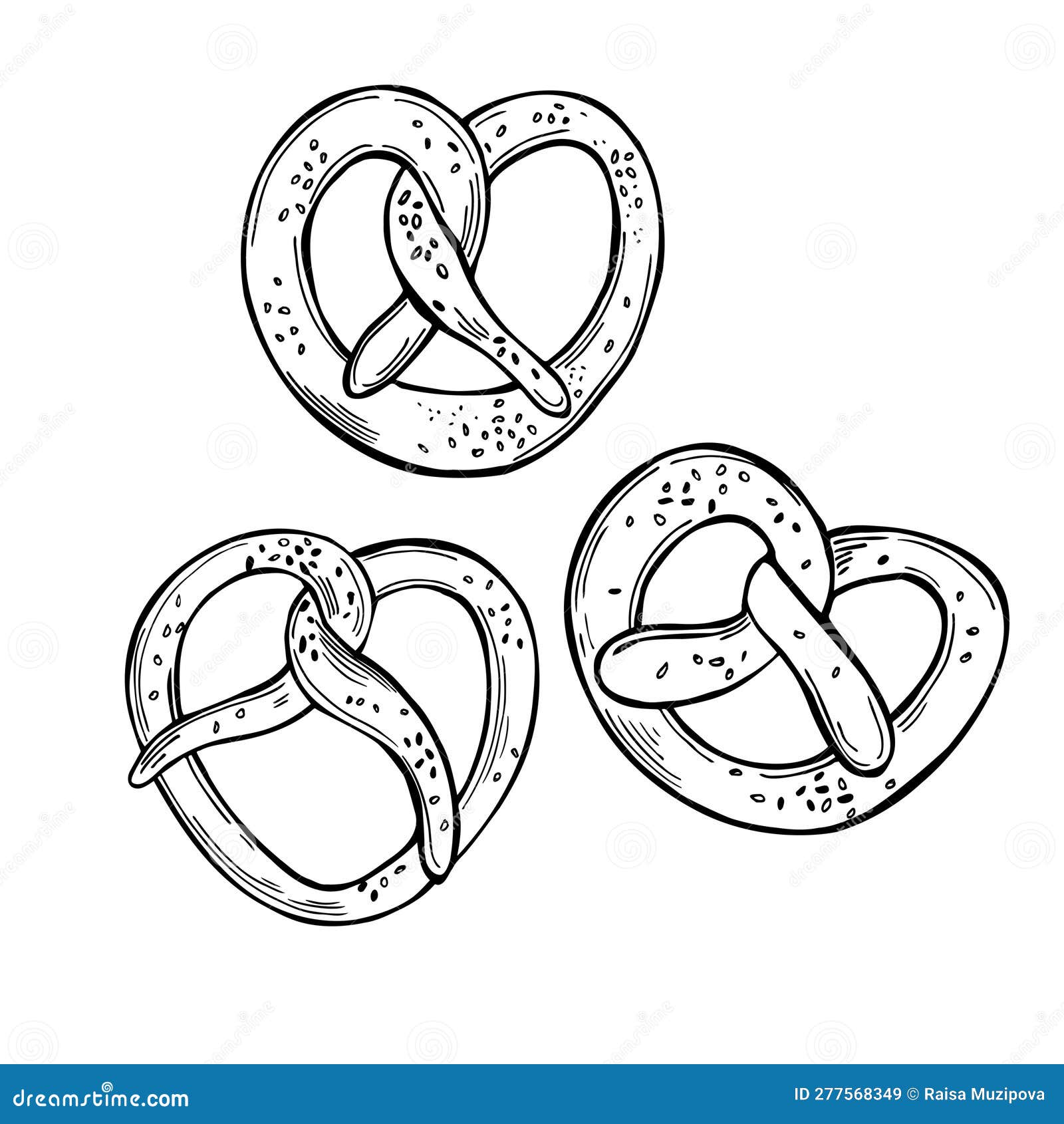 Pretzel Set. Sketch Illustration Stock Vector - Illustration of soft ...