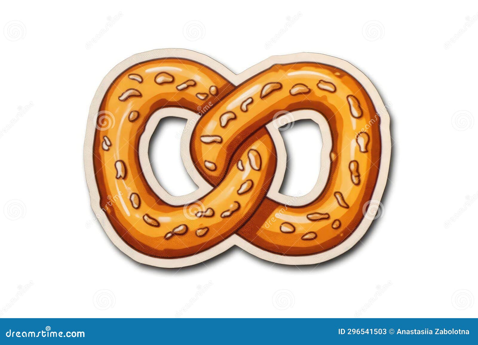 Pretzel Sticker on White Background. Generative AI Stock Illustration ...