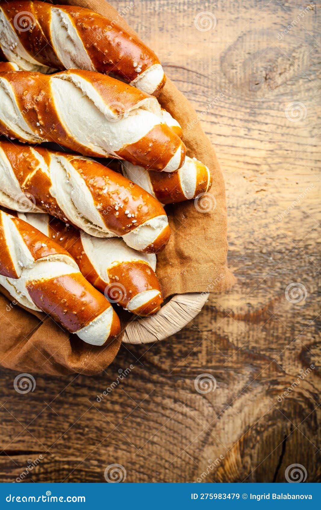 Pretzel Sticks and Pretzel Rolls, Bavarian Lye Bun with Salt in a ...