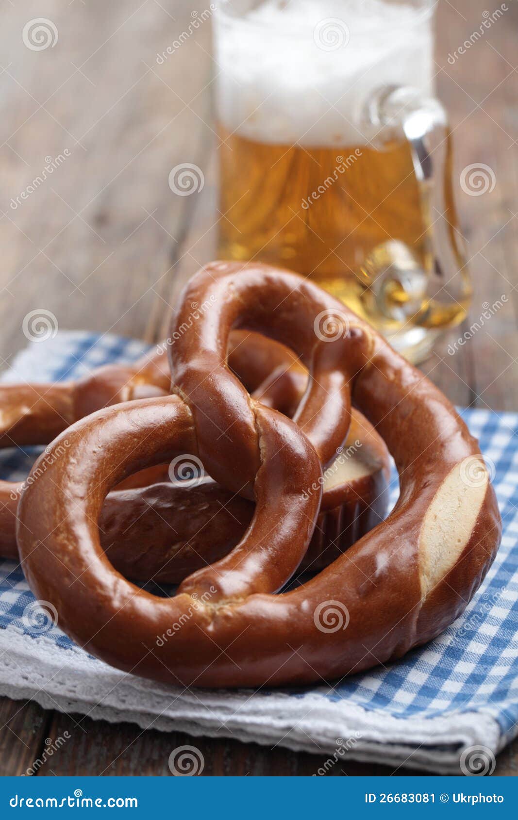 Pretzels with beer stock image. Image of bread, baked - 26683081
