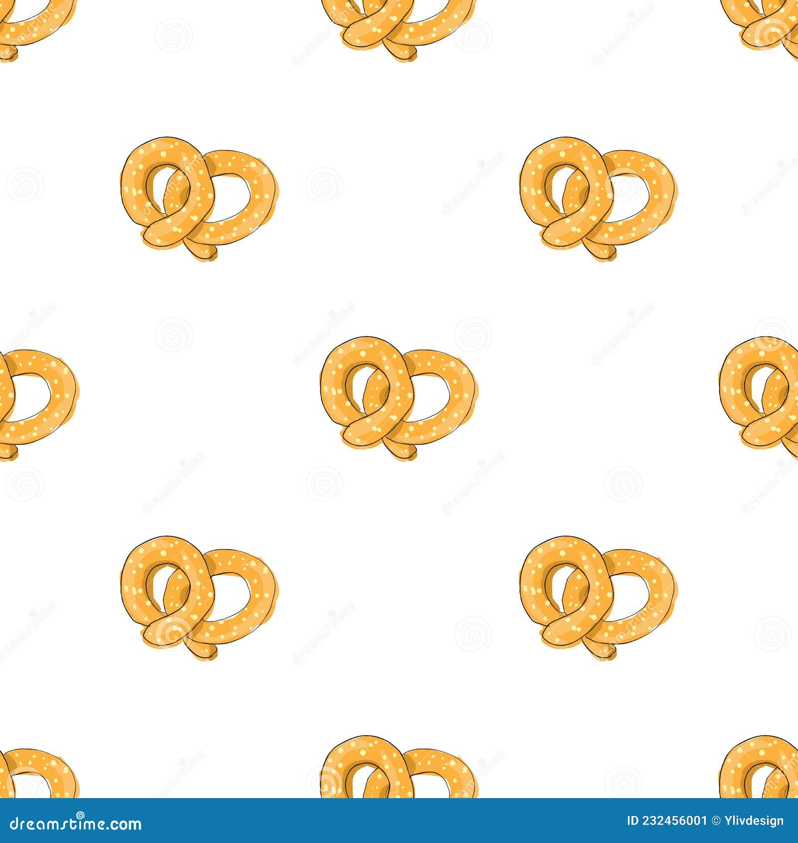 Pretzels Pattern Seamless Vector Stock Vector - Illustration of cartoon ...