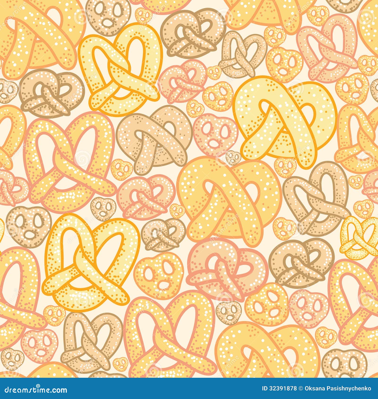 Pretzels Seamless Pattern Background Stock Vector - Illustration of ...