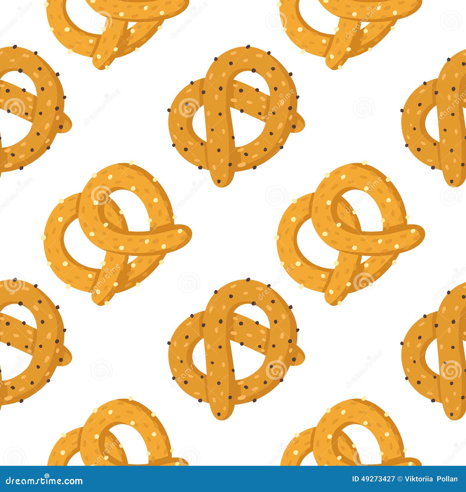 Pretzels Seamless Vector Pattern Stock Vector - Illustration of cartoon ...