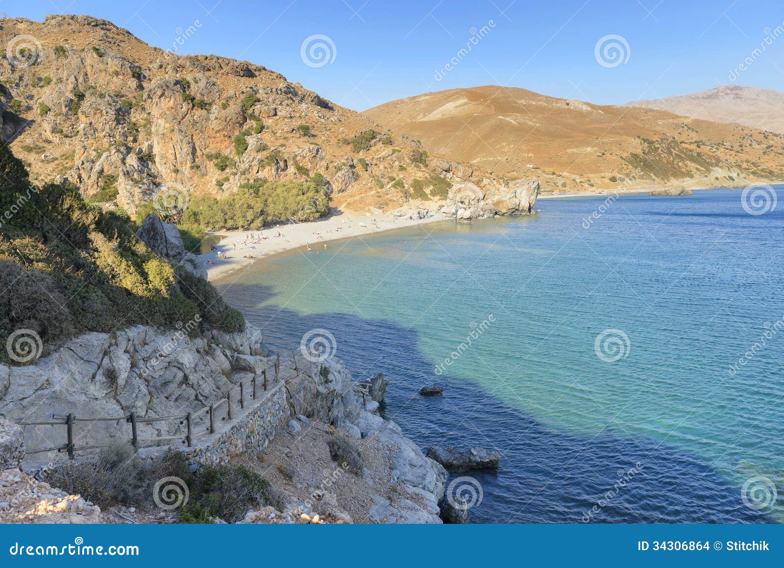 Preveli Beach and Libyan Sea. Crete Stock Photo - Image of high, rest ...