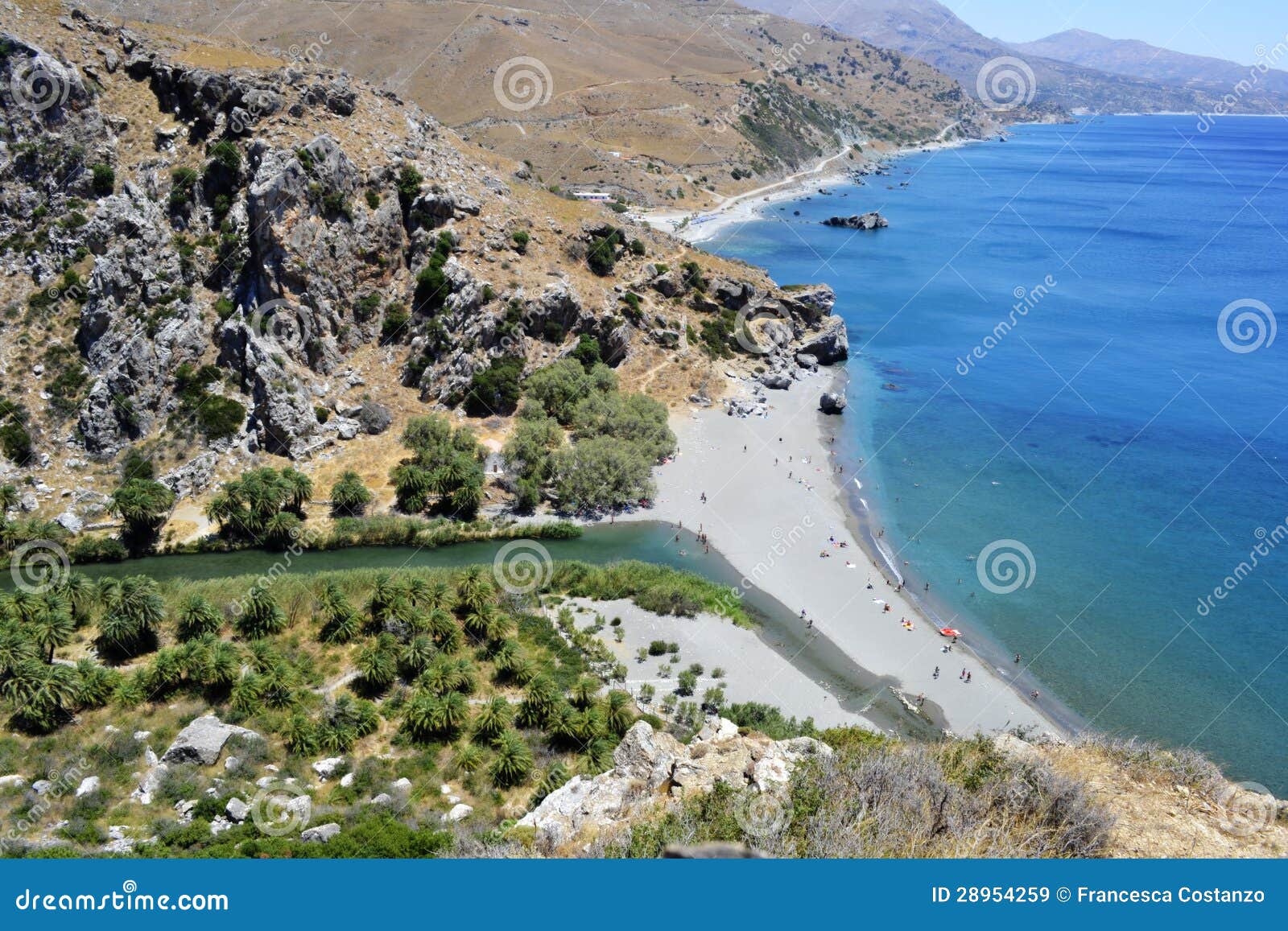 Preveli Strand in Kreta, Griechenland Stockbild - Bild von grenzstein ...