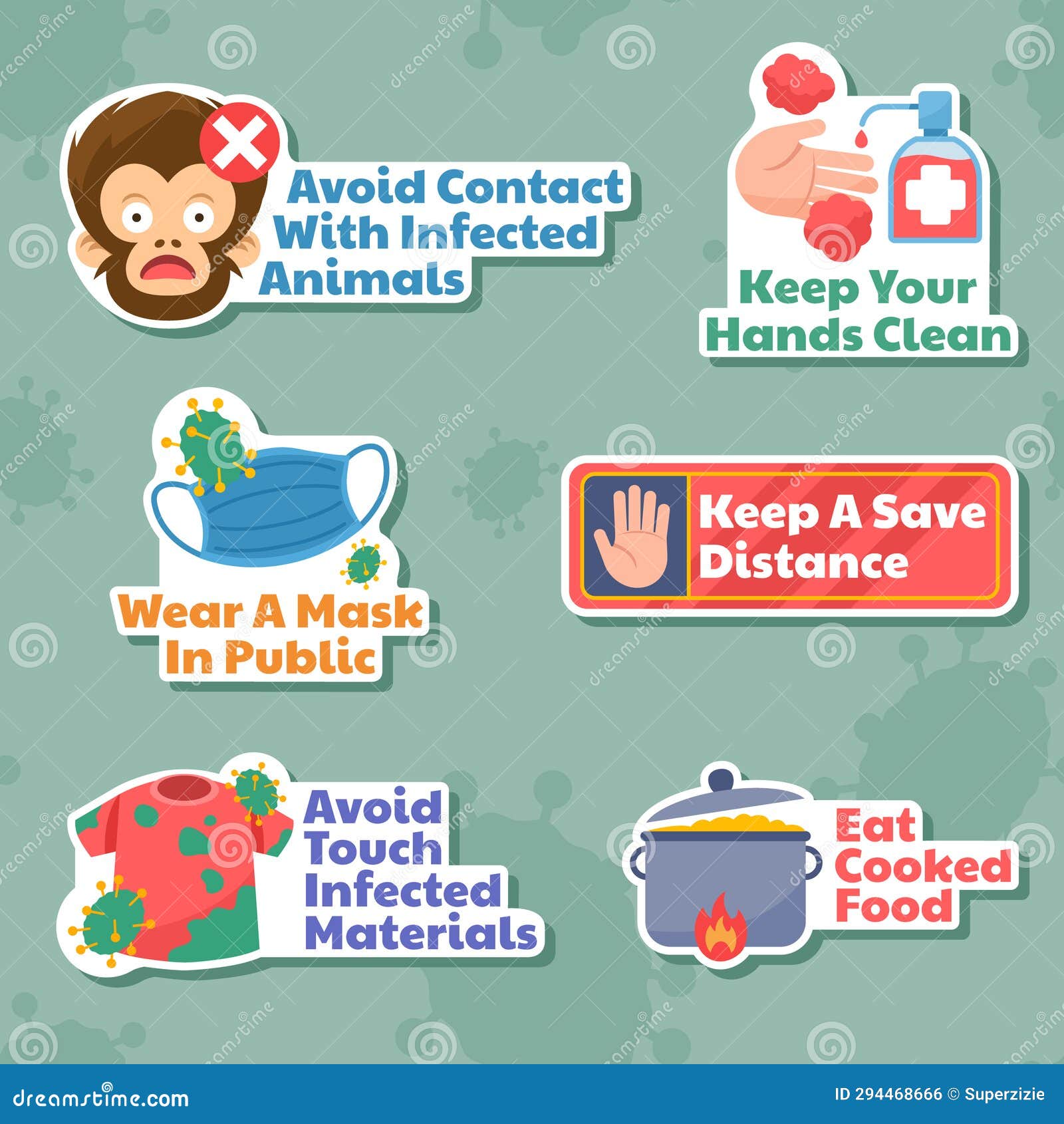 Prevent the Spread of Monkeypox Stickers Stock Vector - Illustration of ...