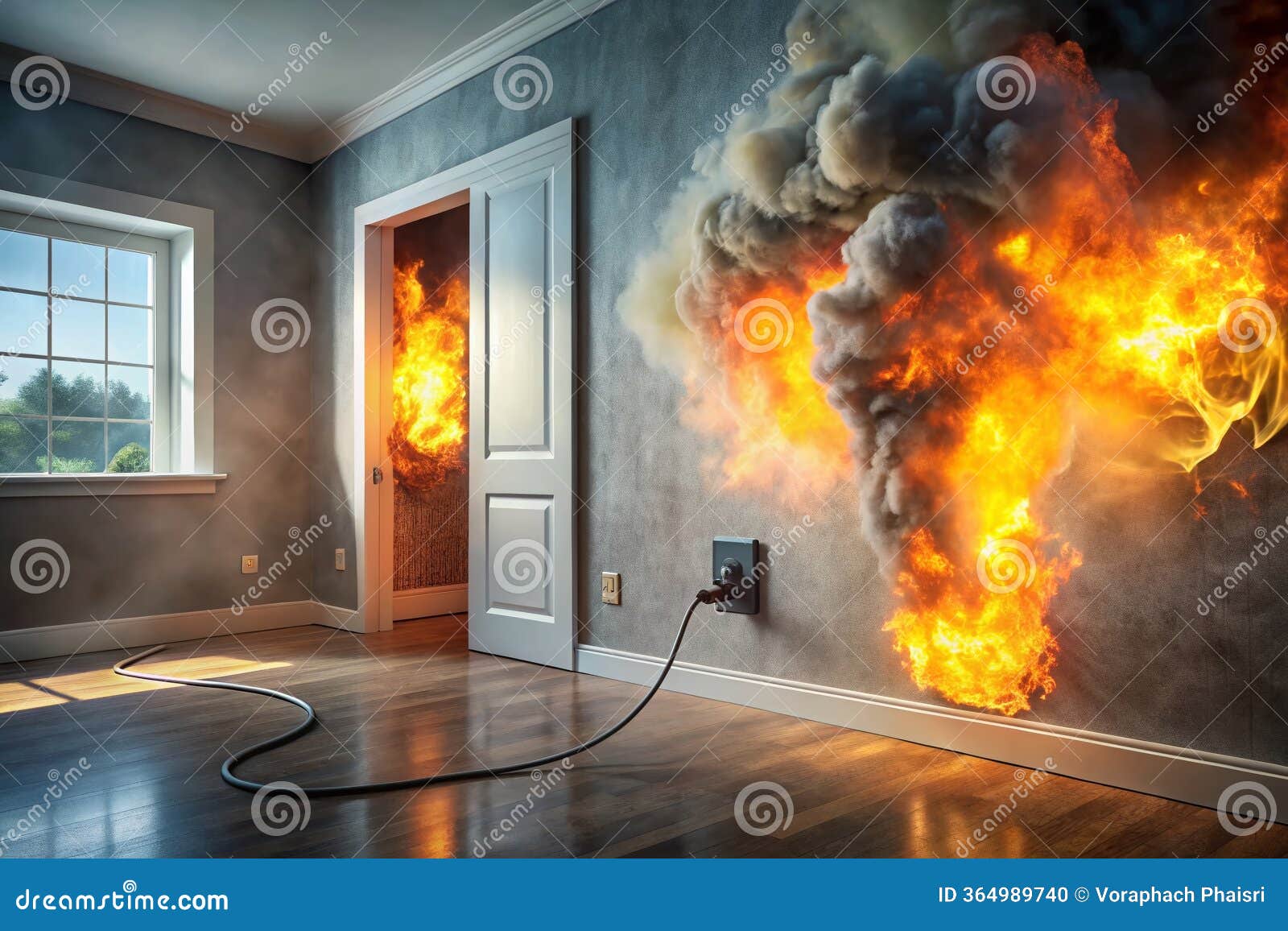 Faulty Electrical Outlet Sign, Home Fire Hazard Cartoon Vector ...