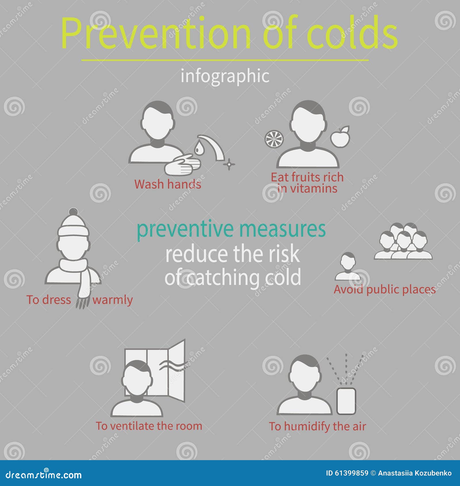 Prevention of colds stock vector. Illustration of icons - 61399859