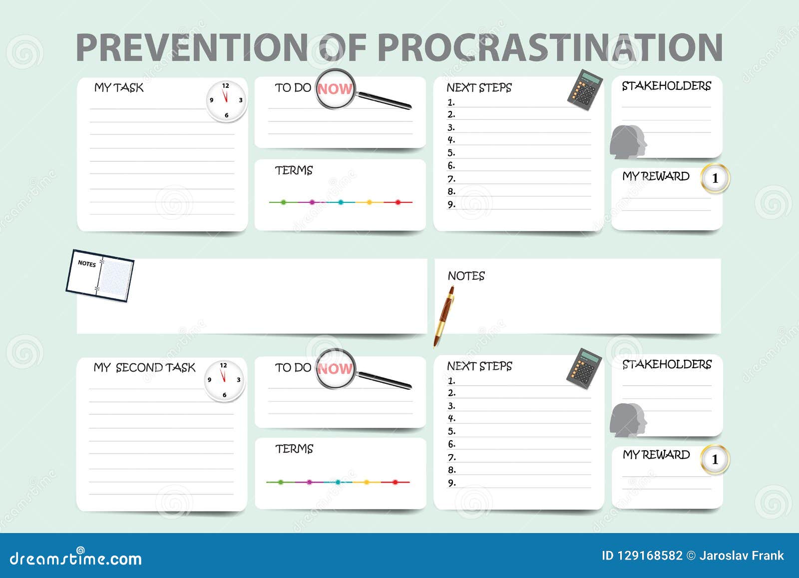 Prevention of Procrastination Template for Two Tasks Stock Vector ...