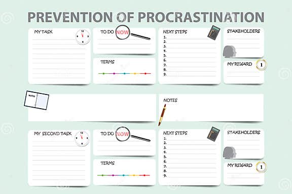 Prevention of Procrastination Template for Two Tasks Stock Vector ...