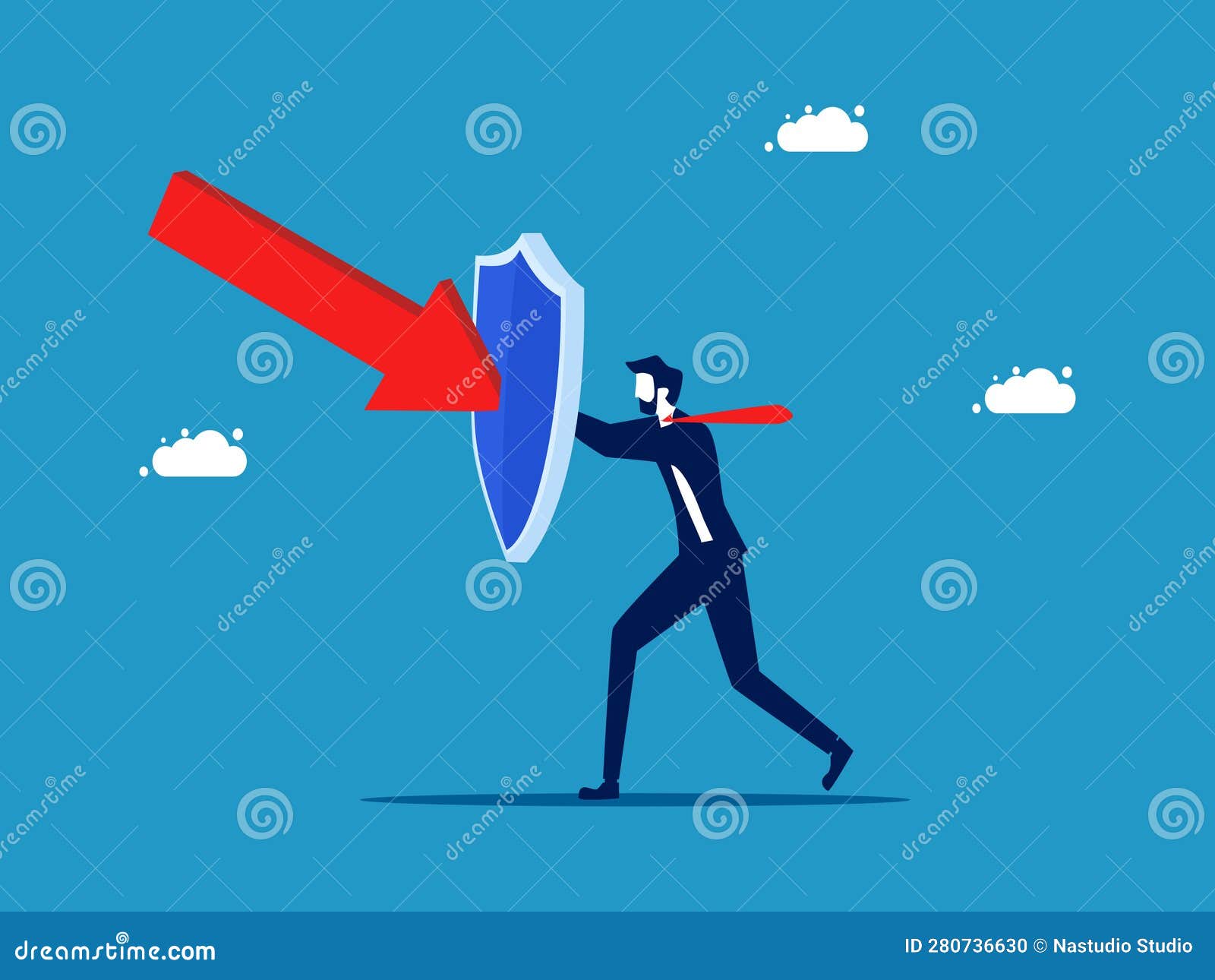 Prevention or Risk Management. Businessman Holding Shield To Protect ...