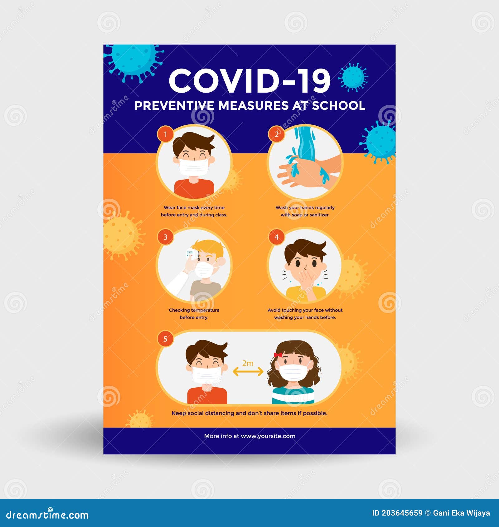 Prevention Virus Poster at School. Stock Vector - Illustration of ...