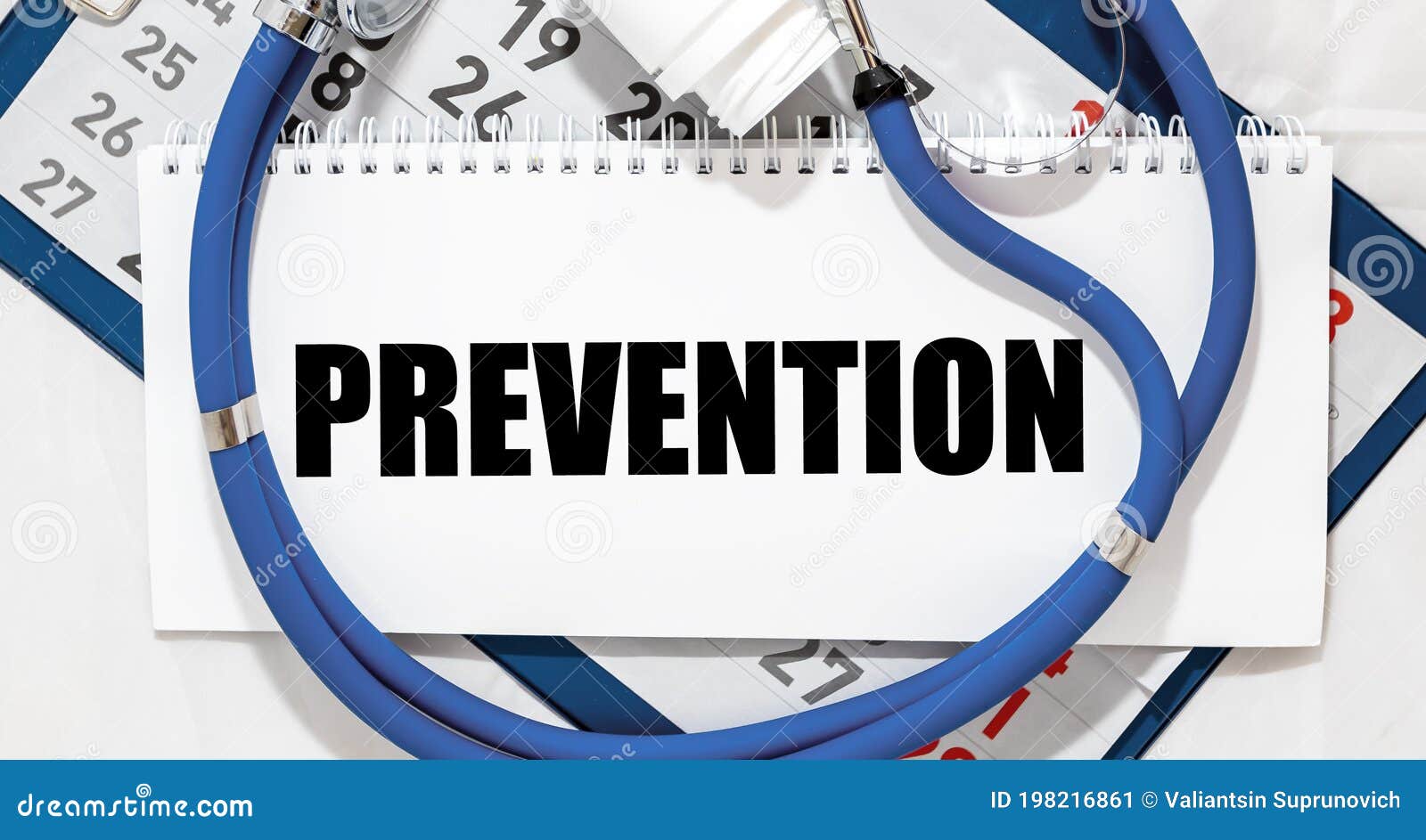 Prevention Word on White Paper on Medical Workplace, Top View Stock ...