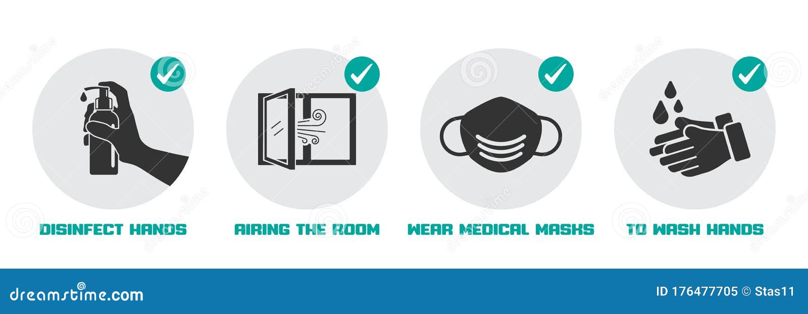 Preventive Measures Icons for Not Getting Sick and Not Spreading Virus ...