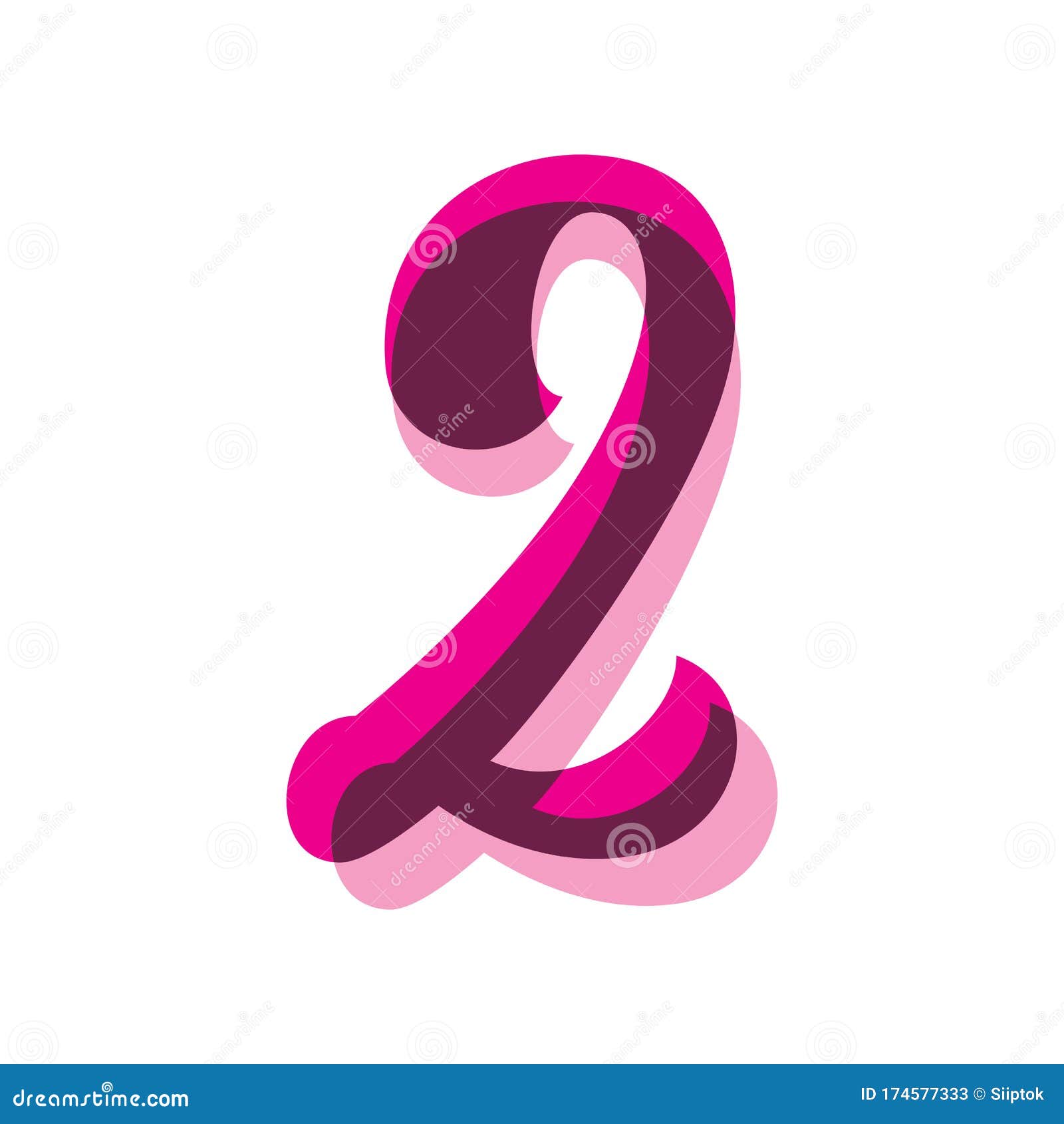 Bright Pink Purple Color Letter Number 2 Two Logo Design Stock ...