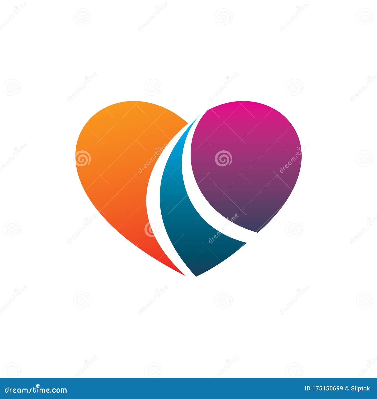 Full Color Love Heart Logo Design Stock Illustration - Illustration of ...