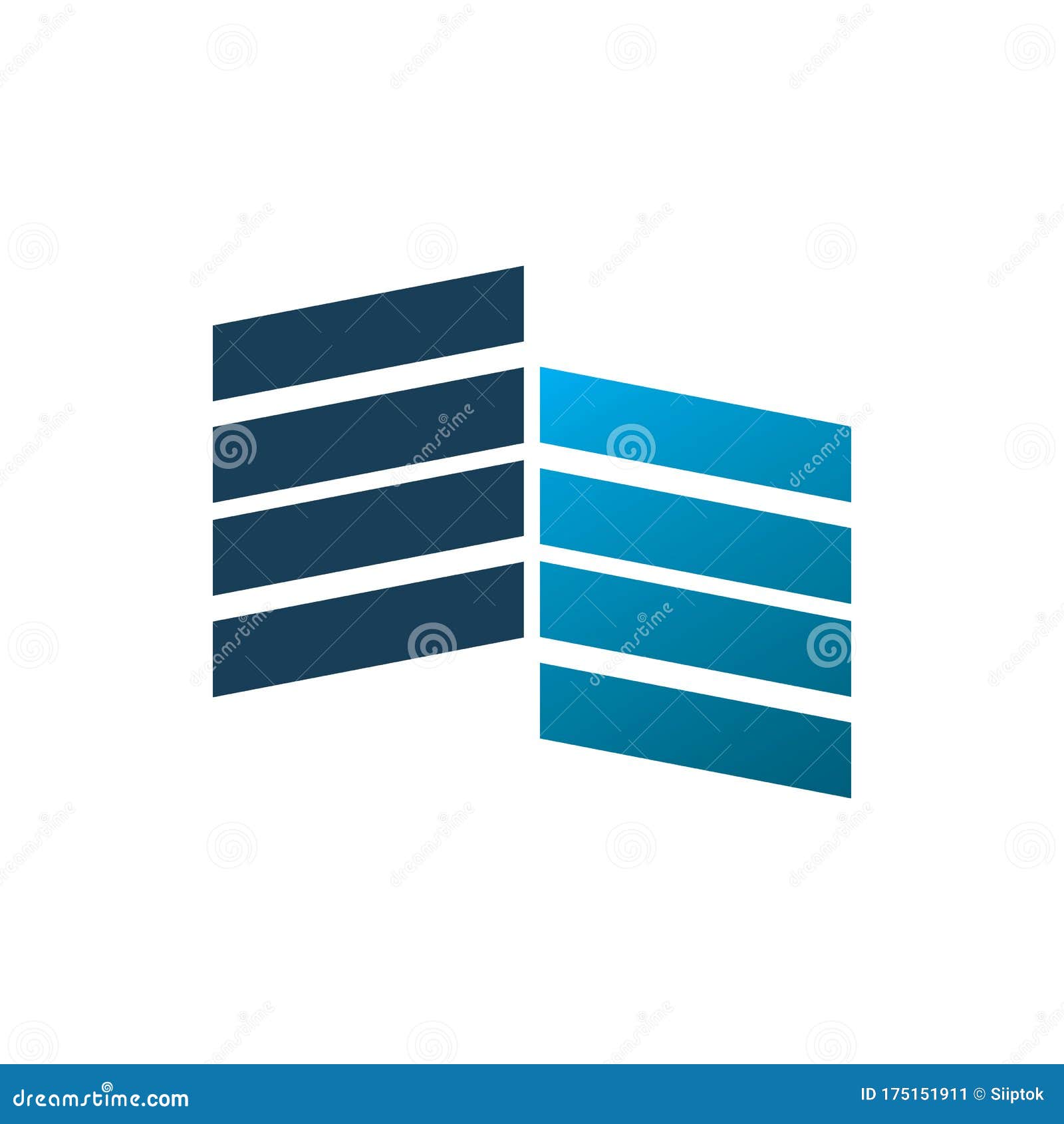 Blue Modern Building Tower Data Square Line Logo Design Stock Vector ...