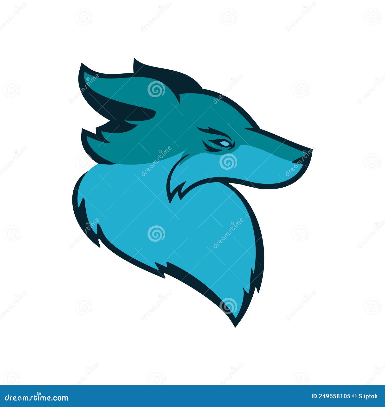 Blue calm wolf logo design stock illustration. Illustration of isolated ...