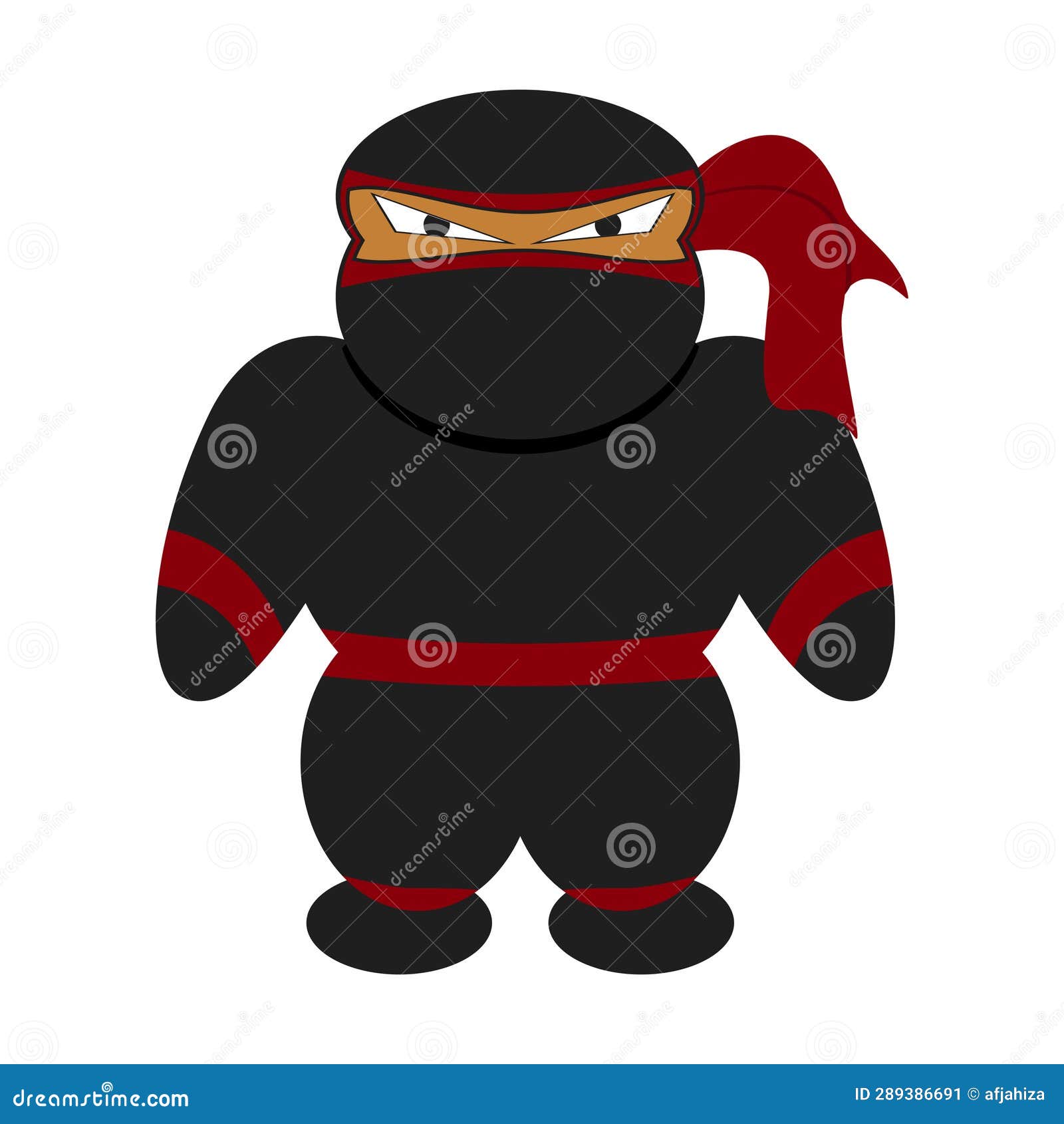 Fat Ninja Standing Cartoon Character Stock Vector - Illustration of ...