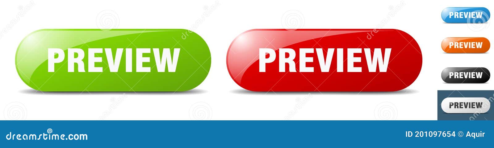 Preview Button. Key. Sign. Push Button Set Stock Vector - Illustration ...