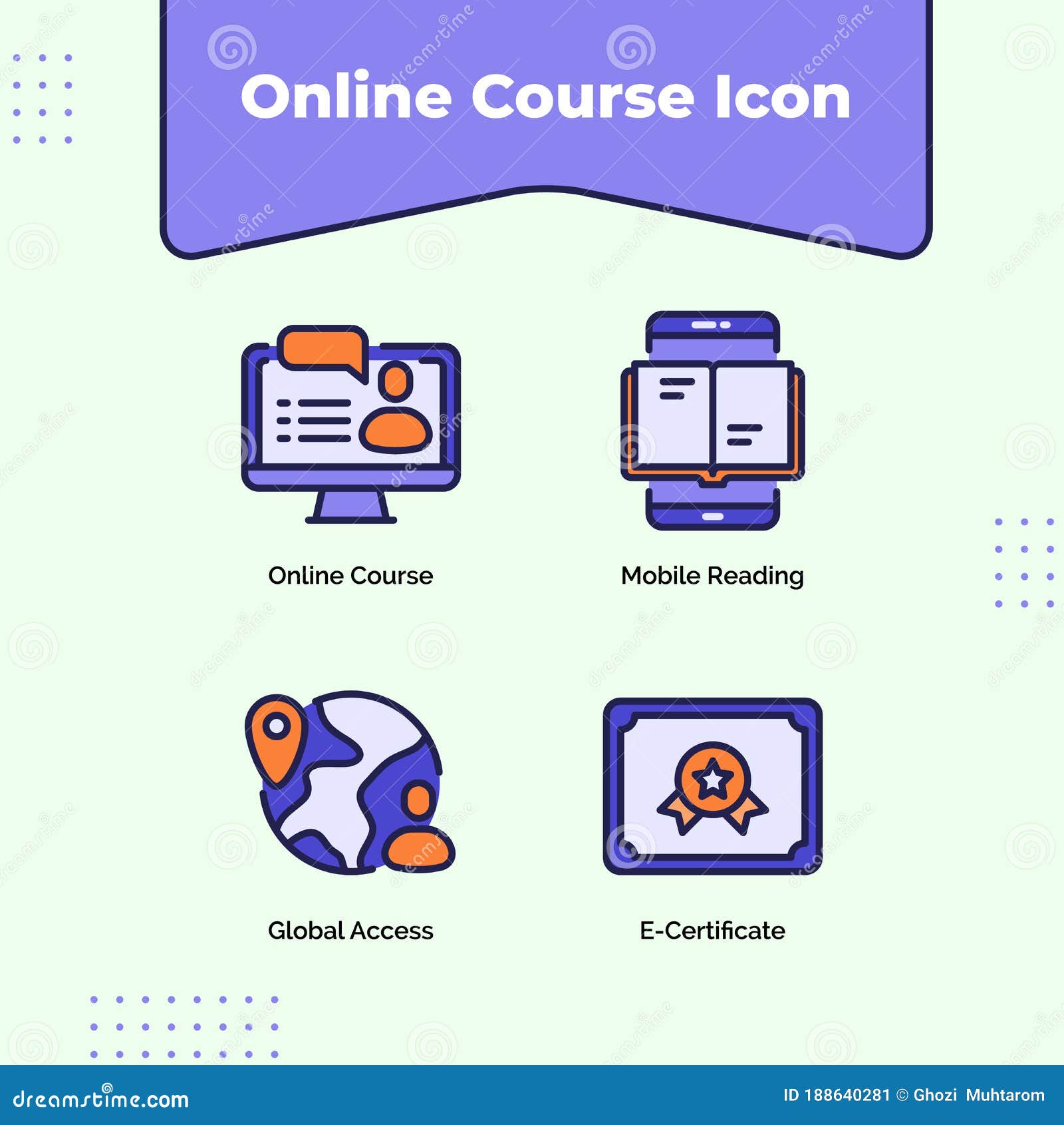 Preview Online Course Icon Mobile Reading Global Access E-certificate ...