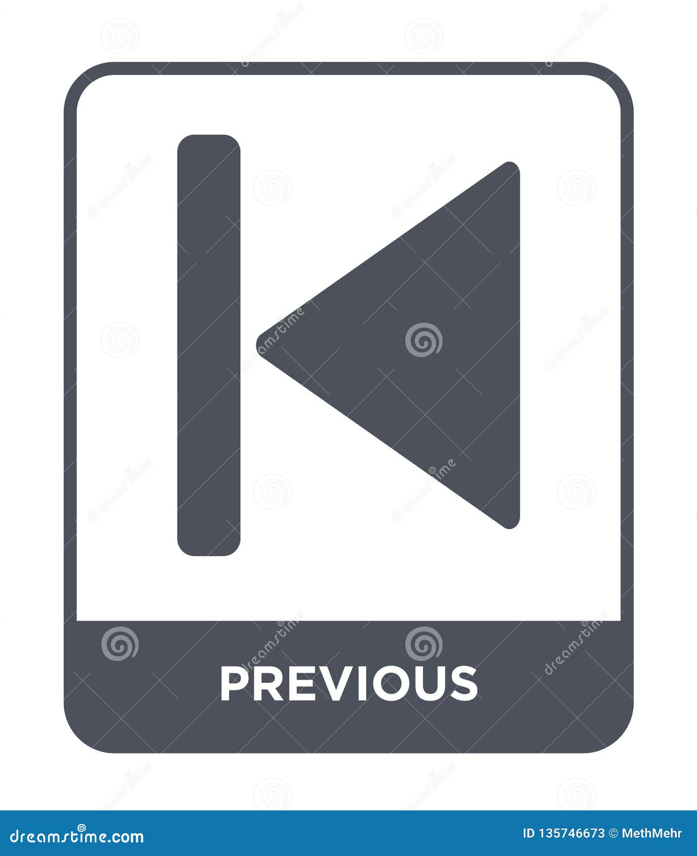 Previous Icon in Trendy Design Style. Previous Icon Isolated on White ...