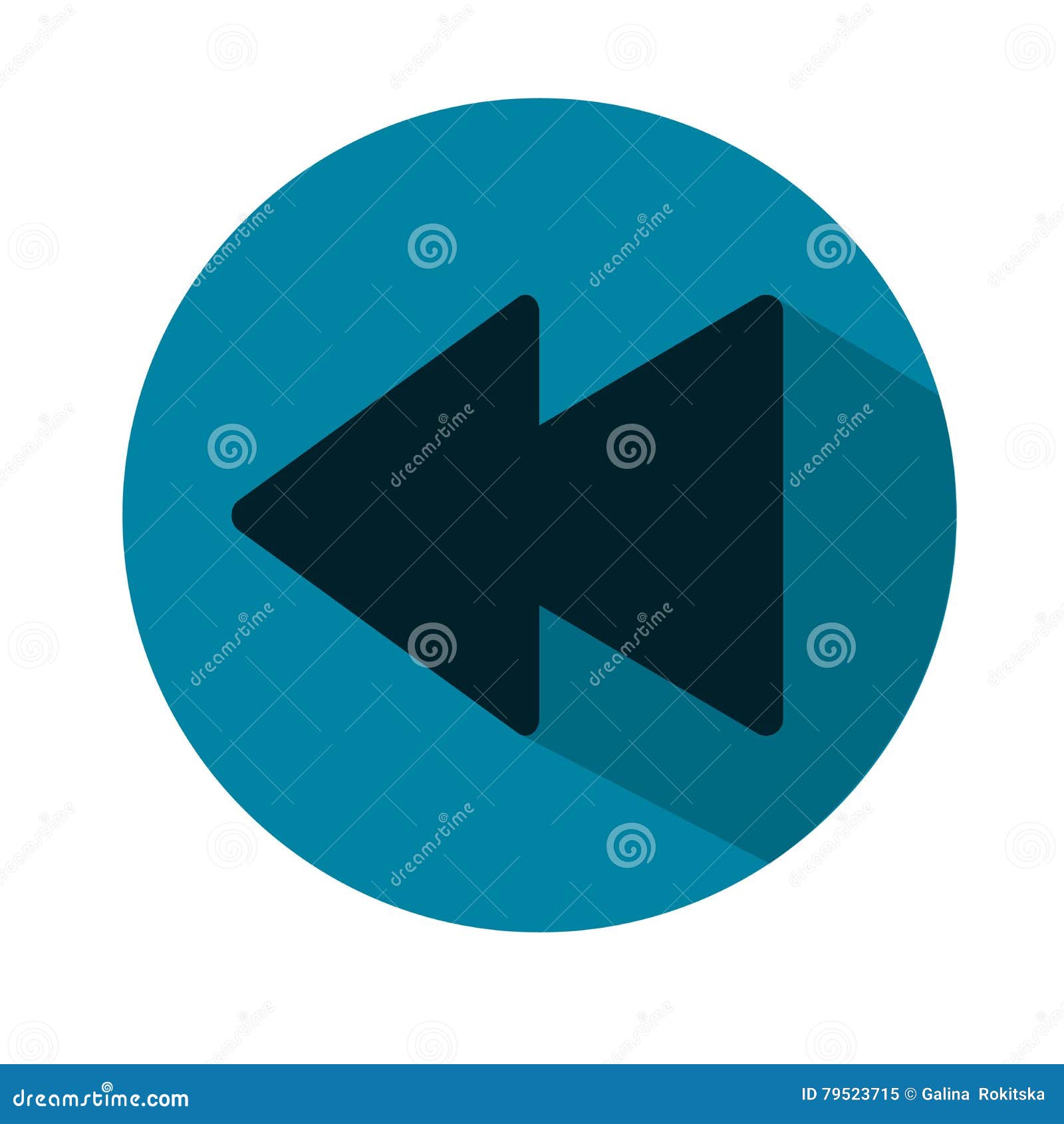 Previous Media Player Icon Illustration. Blue Flat Icon. Vector ...