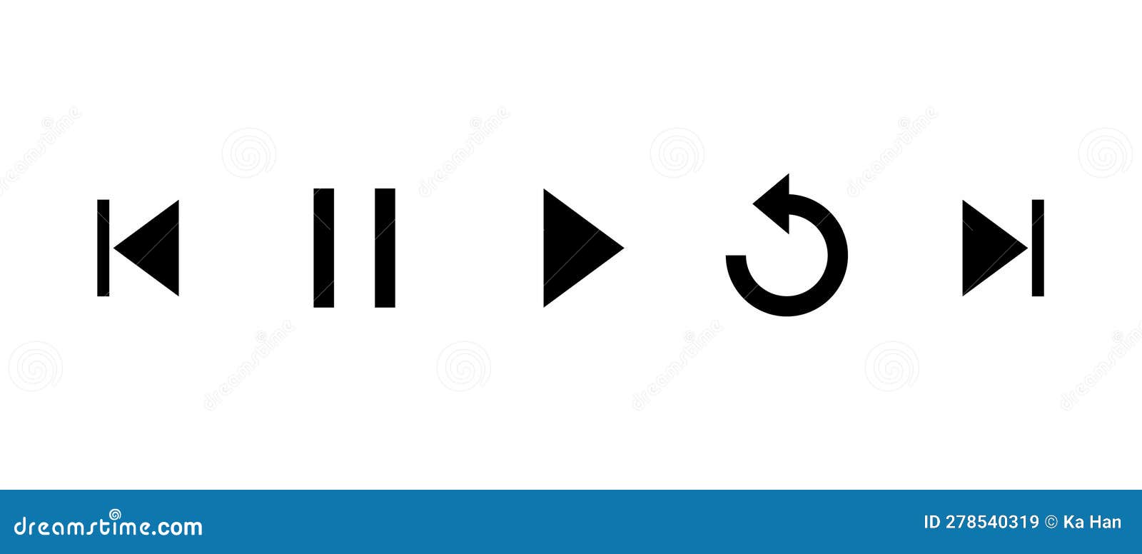 Previous, Pause, Play, Replay, and Next Track Icon Vector. Elements for ...