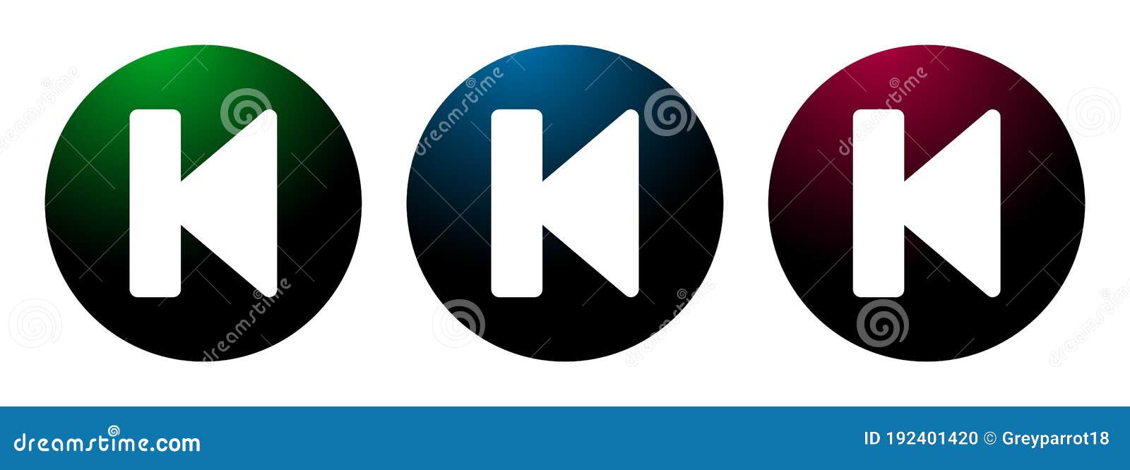 Previous Track Icon Night Surface Round Button Set Illustration Stock ...