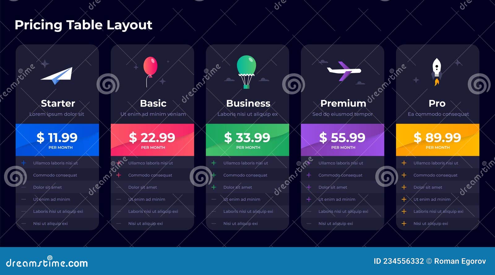 Price Comparison. Spreadsheet Compare Chart Layout. Subscription Plan ...
