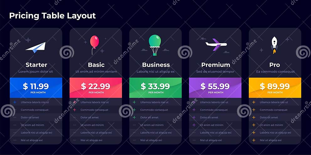 Price Comparison. Spreadsheet Compare Chart Layout. Subscription Plan with Features Checklist ...