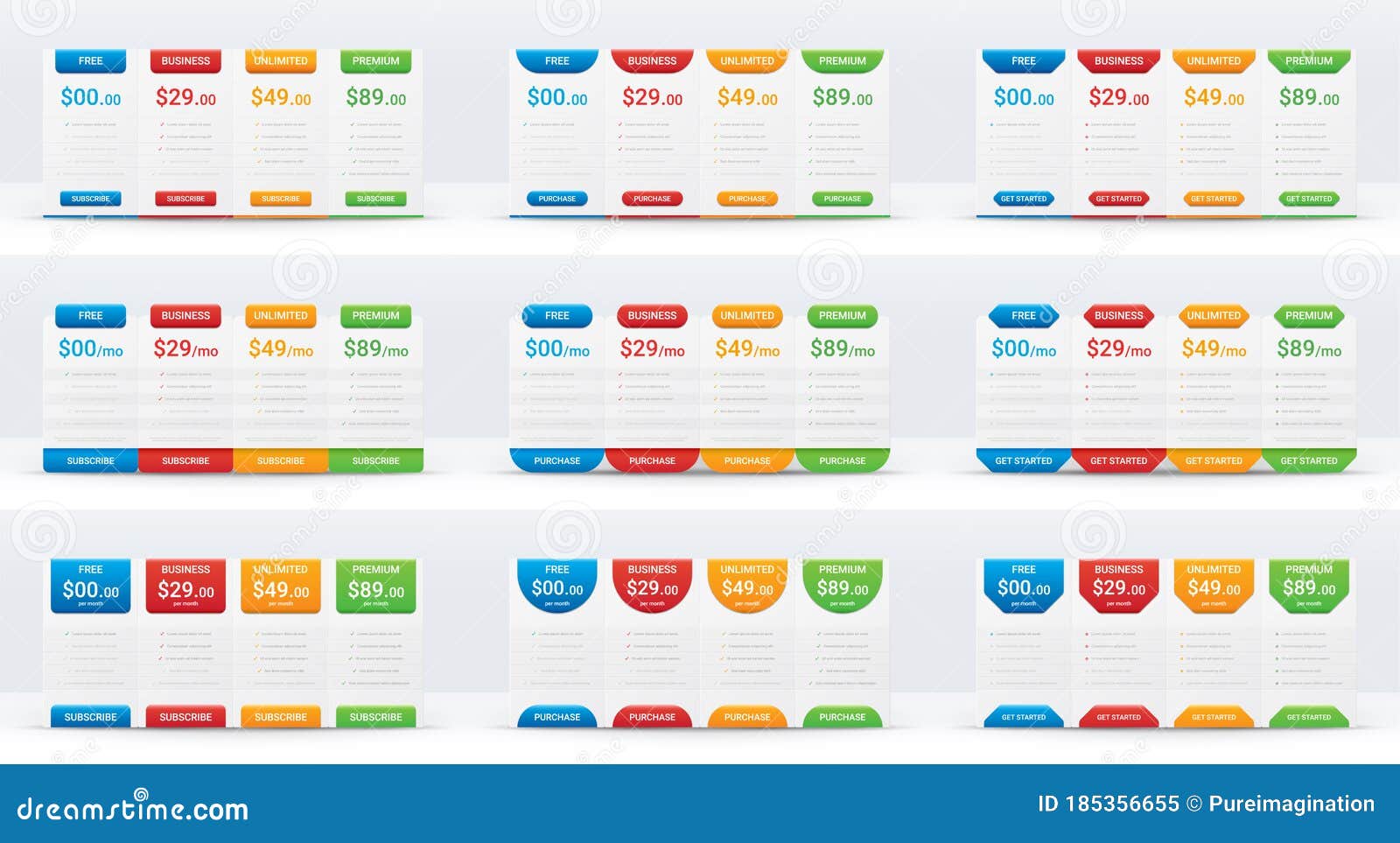 Price Comparison Table Layout Template for Four Products Stock Vector ...