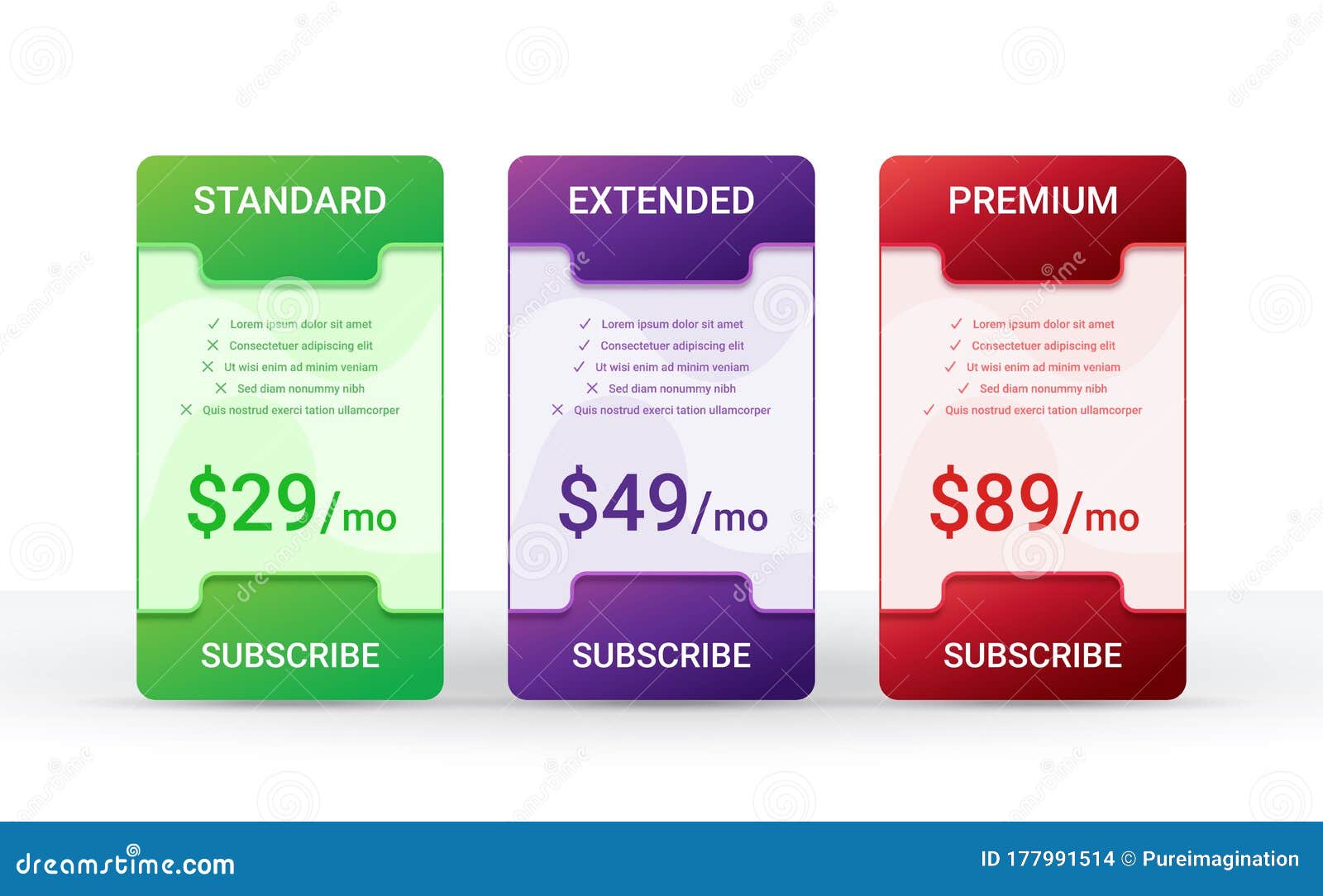 Price Comparison Table Layout Template for Three Products Stock Vector ...