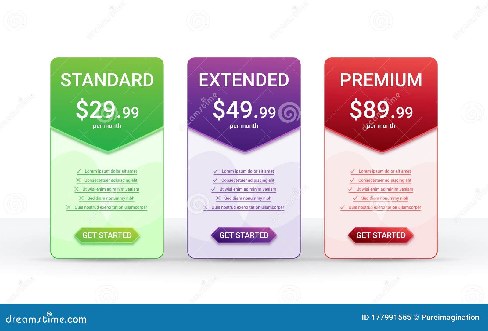 Price Comparison Table Layout Template for Three Products Stock Vector ...