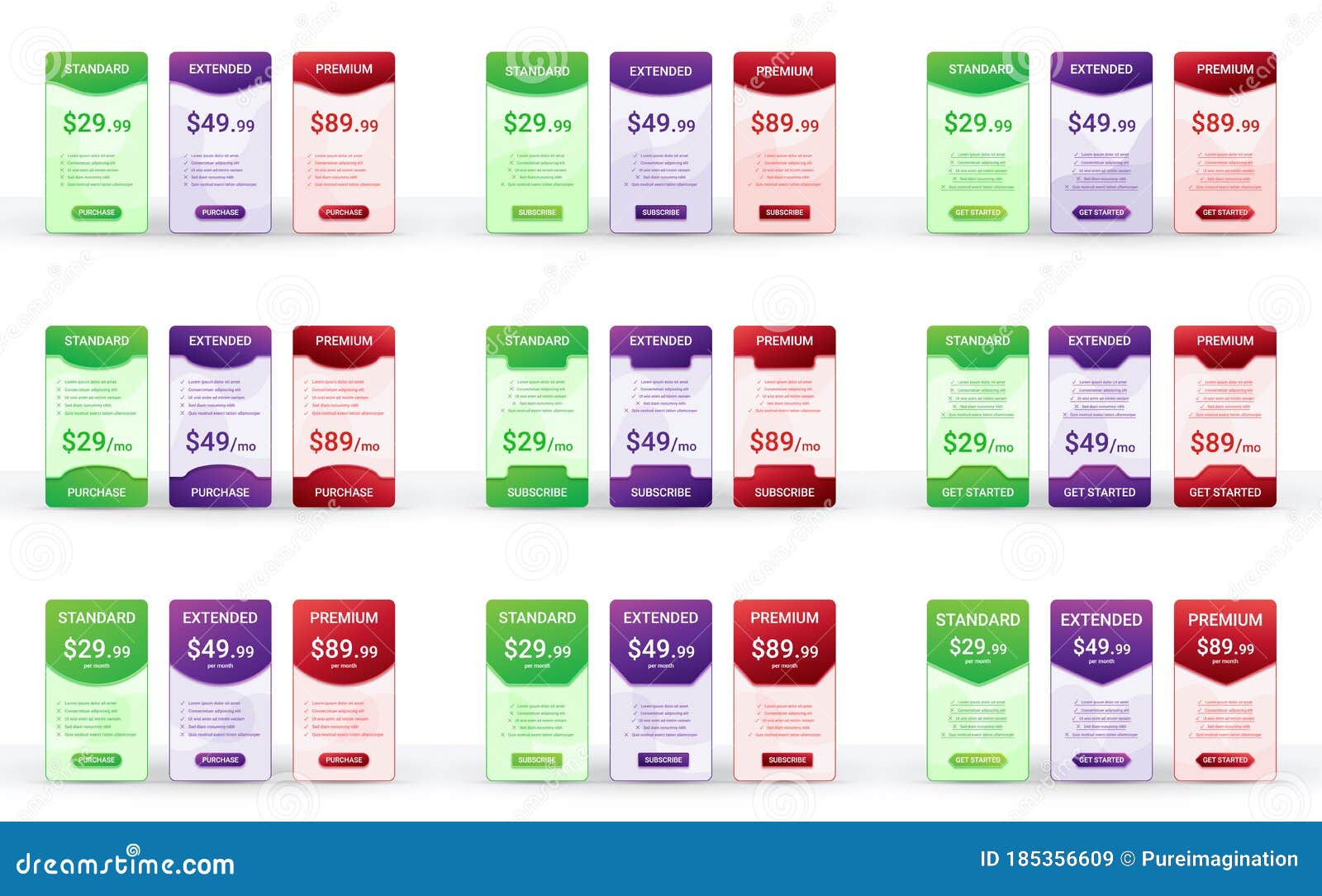 Price Comparison Table Layout Template for Three Products Stock Vector ...