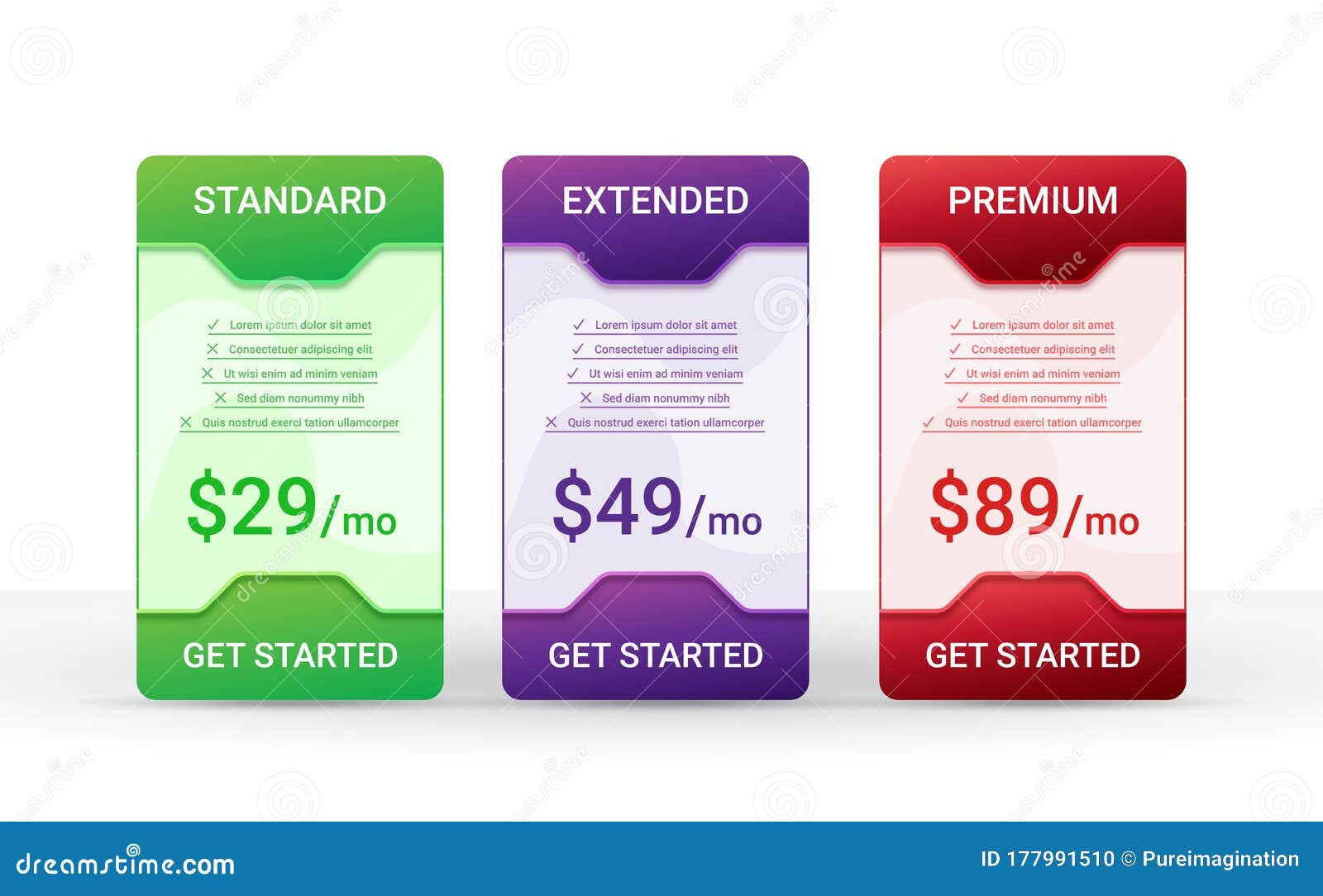 Price Comparison Table Layout Template for Three Products Stock Vector ...