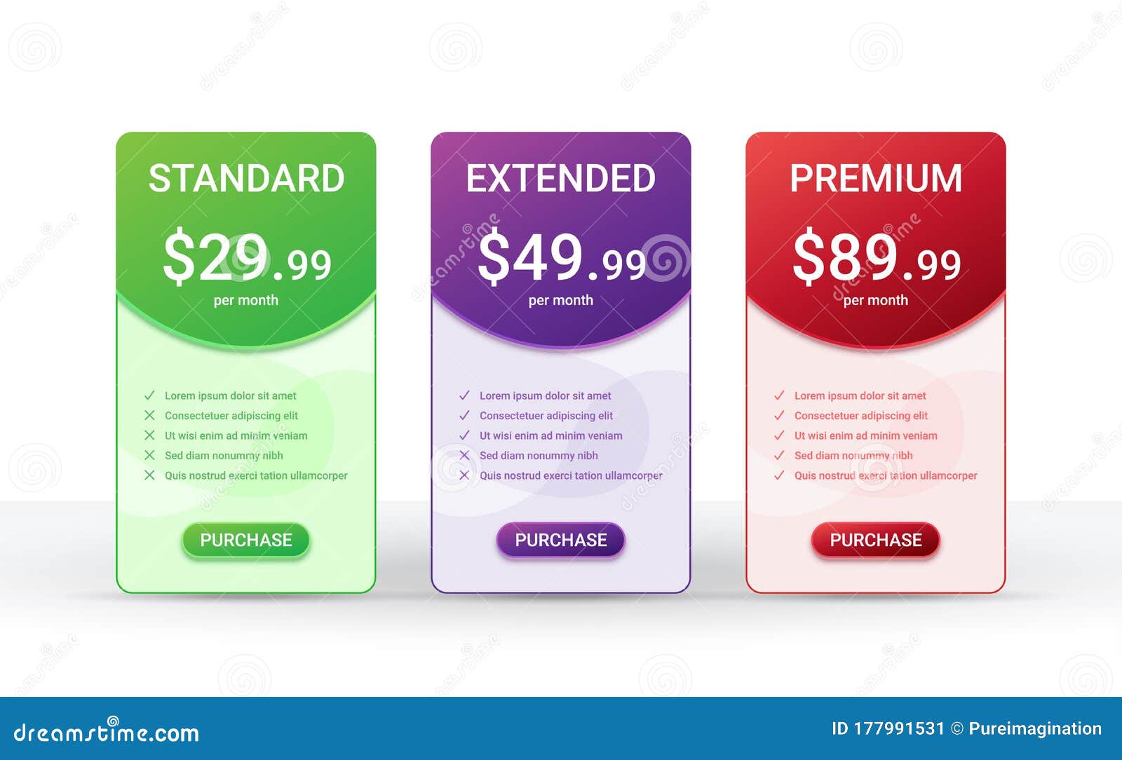 Price Comparison Table Layout Template for Three Products Stock Vector ...