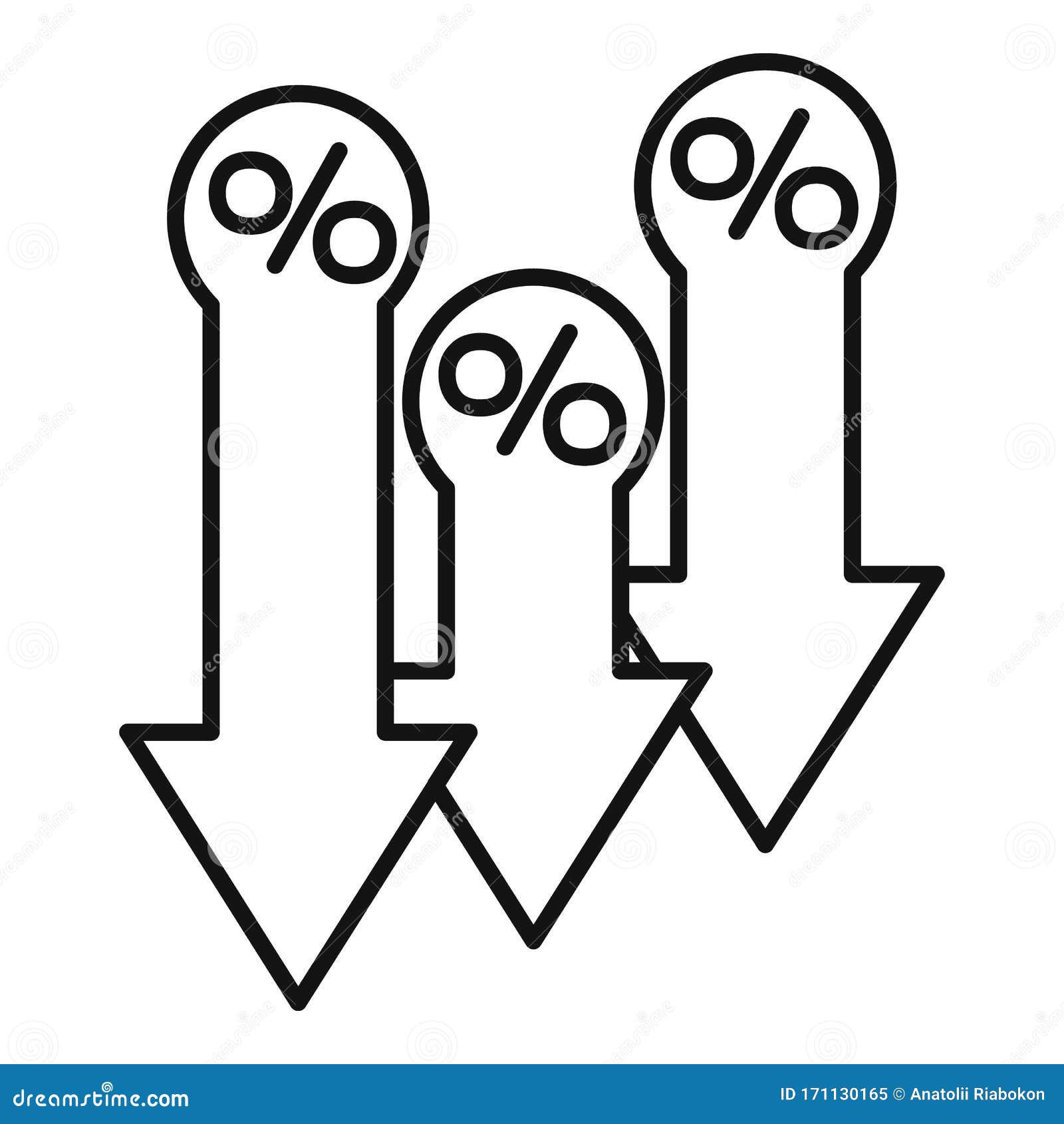 Price Drop Sales Icon, Outline Style Stock Vector - Illustration of ...